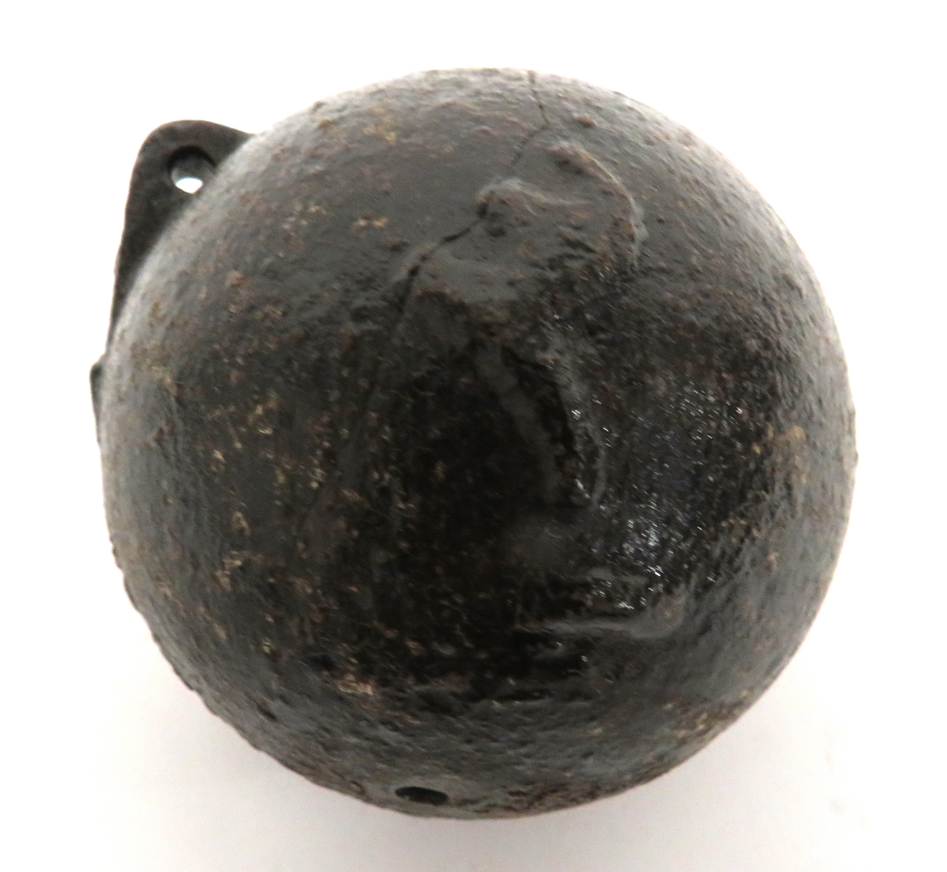 WW1 Inert Turkish Ball Grenade cast iron ball. The top with hanging ...