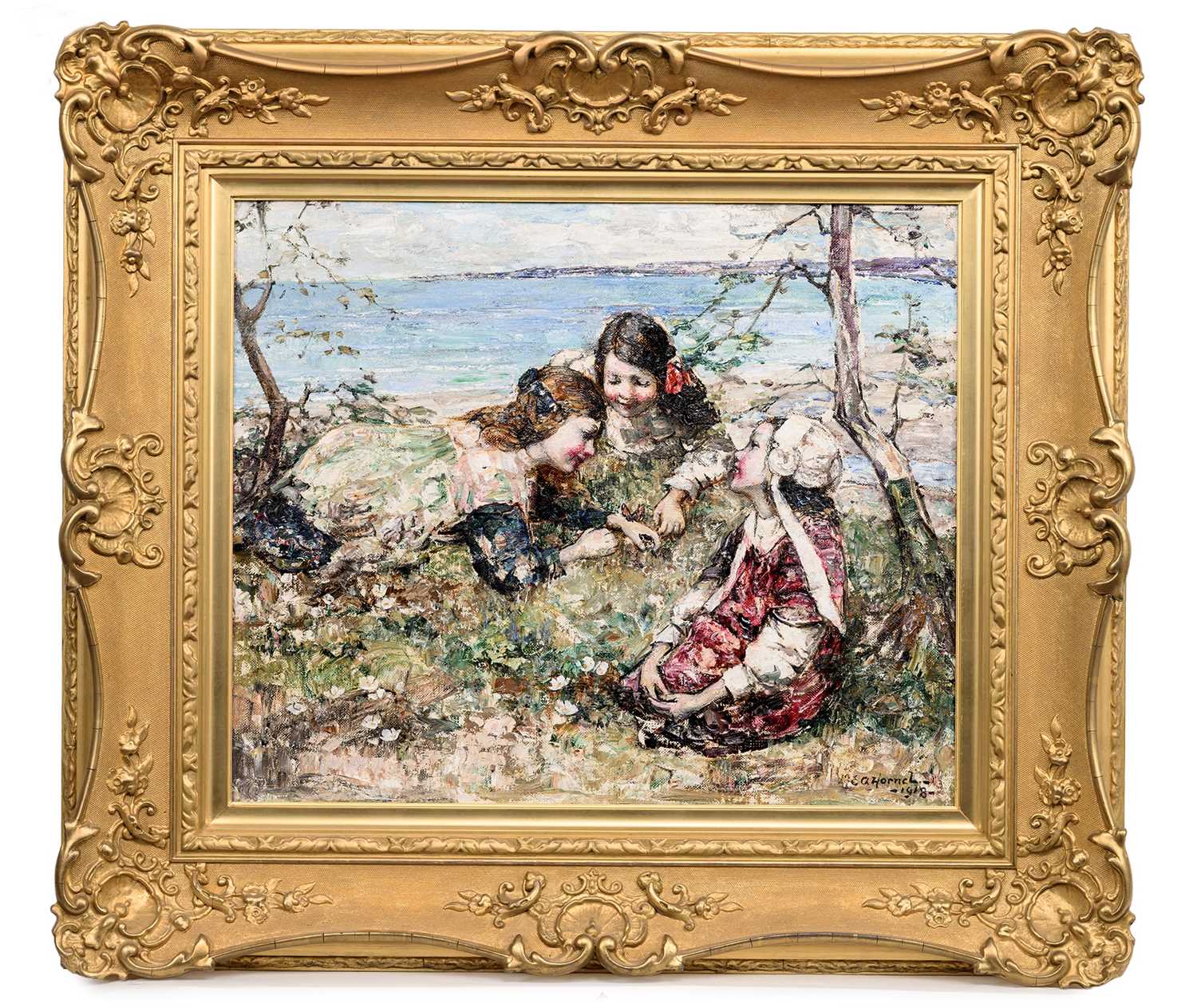 EDWARD ATKINSON HORNEL (SCOTTISH 1864 - 1933), THE BUTTERFLY oil on ...