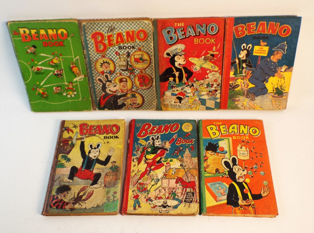 Seven 1950's Beano Annuals sequential run 1952 to 1958