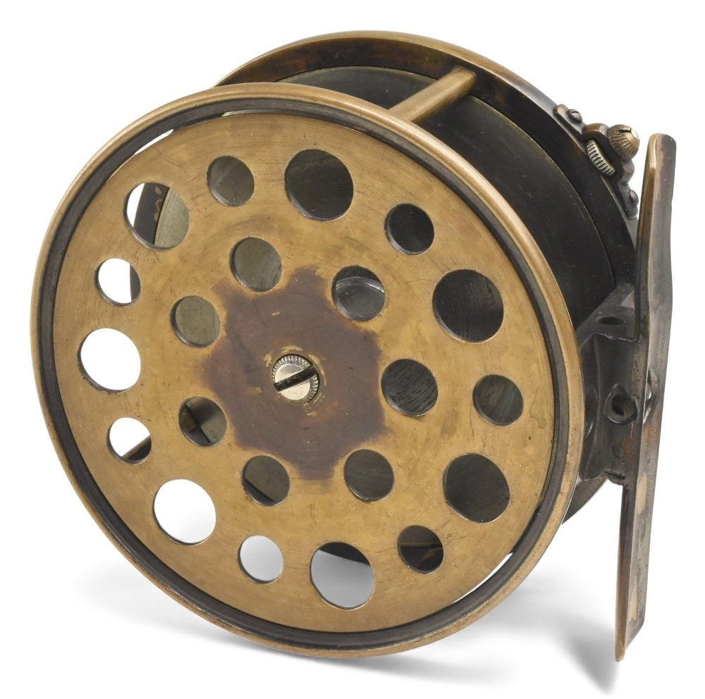 Rare Hardy transitional all brass Perfect reel, 4 ½" diameter large ...
