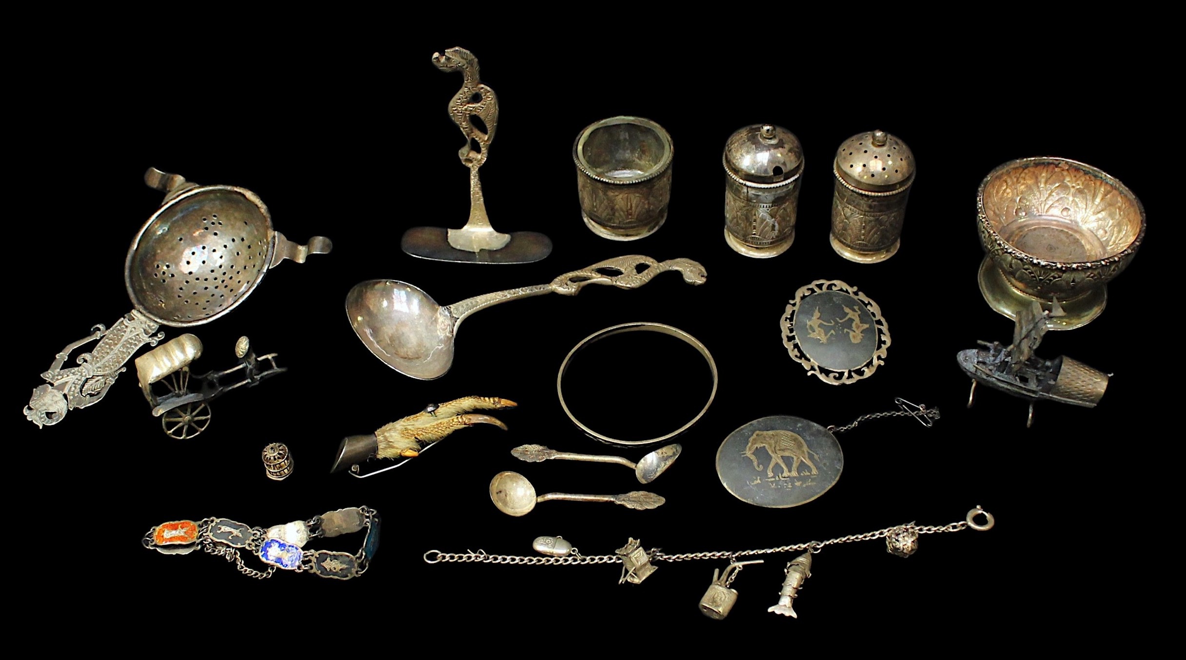 A collection 20th Century Southeast Asian silver, including a Siam ...