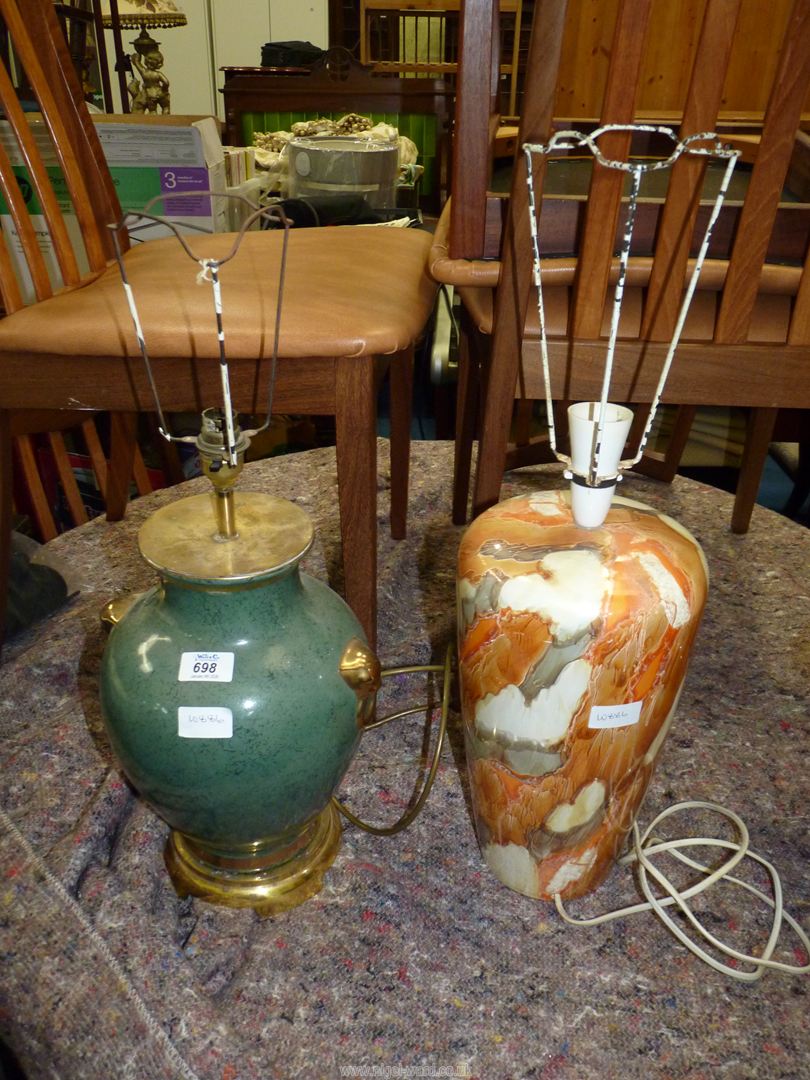 Two table Lamp bases, one as found.