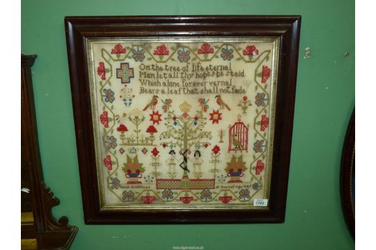 A needlework Sampler worked by Sarah Broomhead, 1849 aged 10, with ...