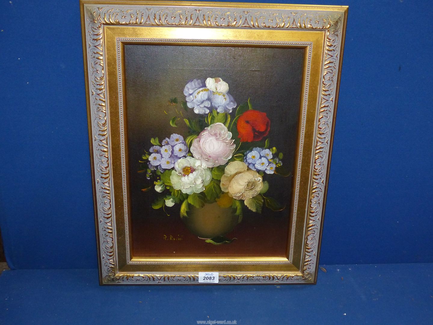 A framed Oil on canvas depicting a baroque floral still life ...