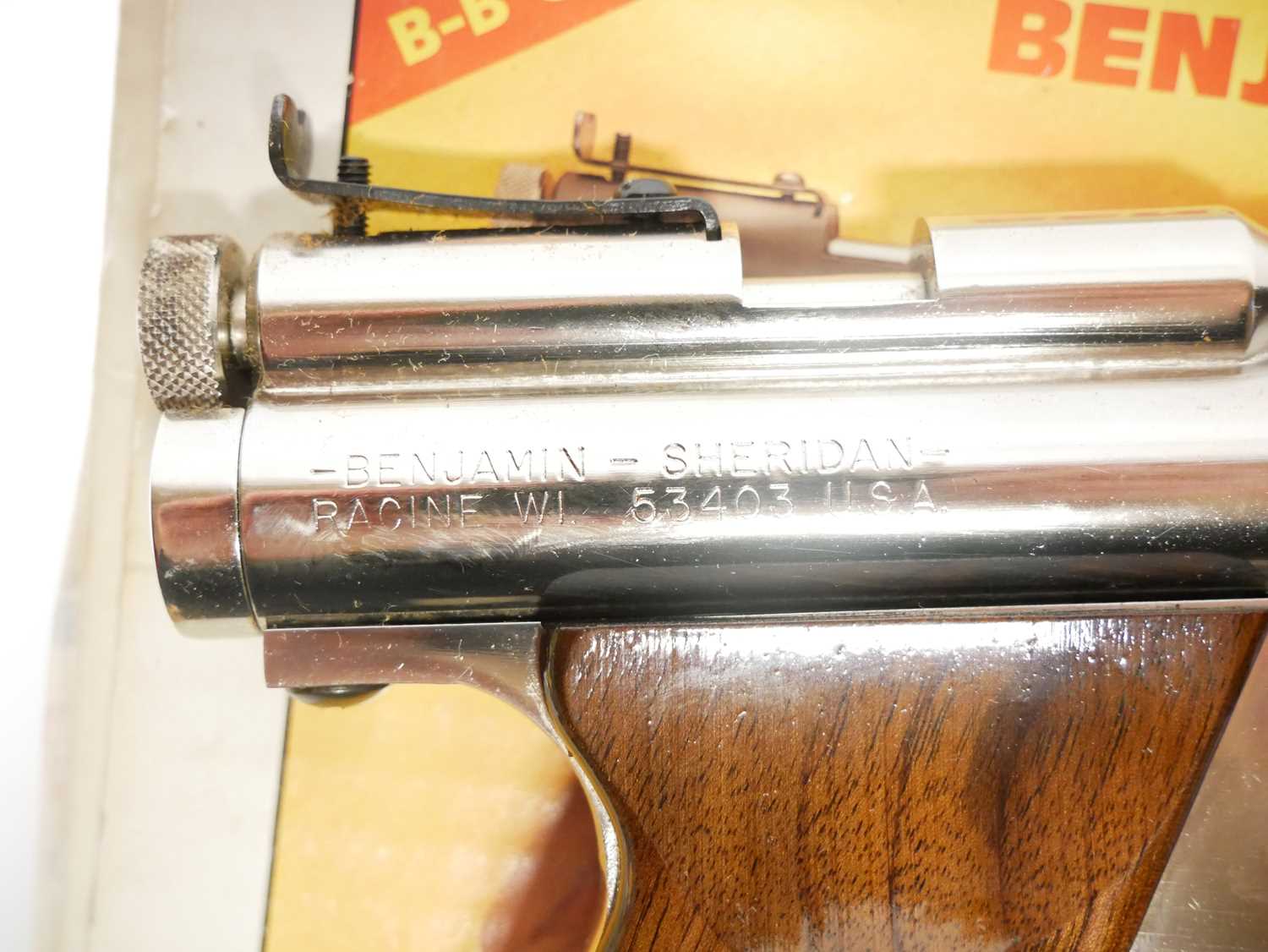 Benjamin Sheridan 5mm 20 cal air pistol, serial number R106105, 9inch ...