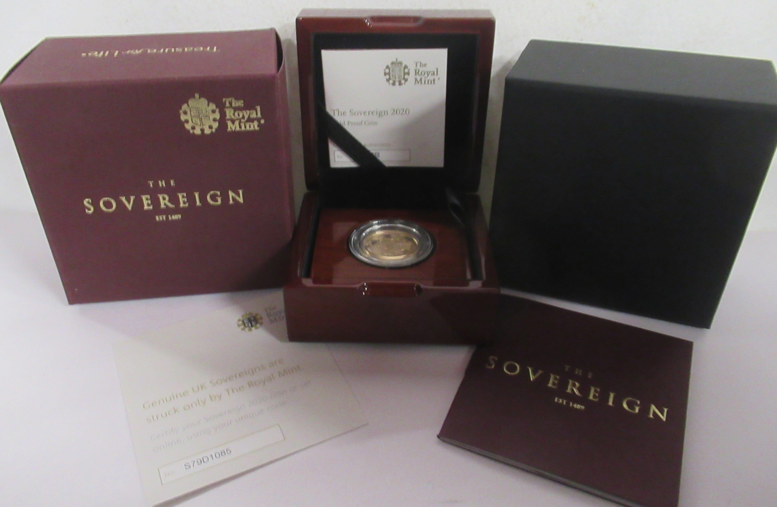 A 2020 gold Sovereign, together with box and papersPlease note no coins ...