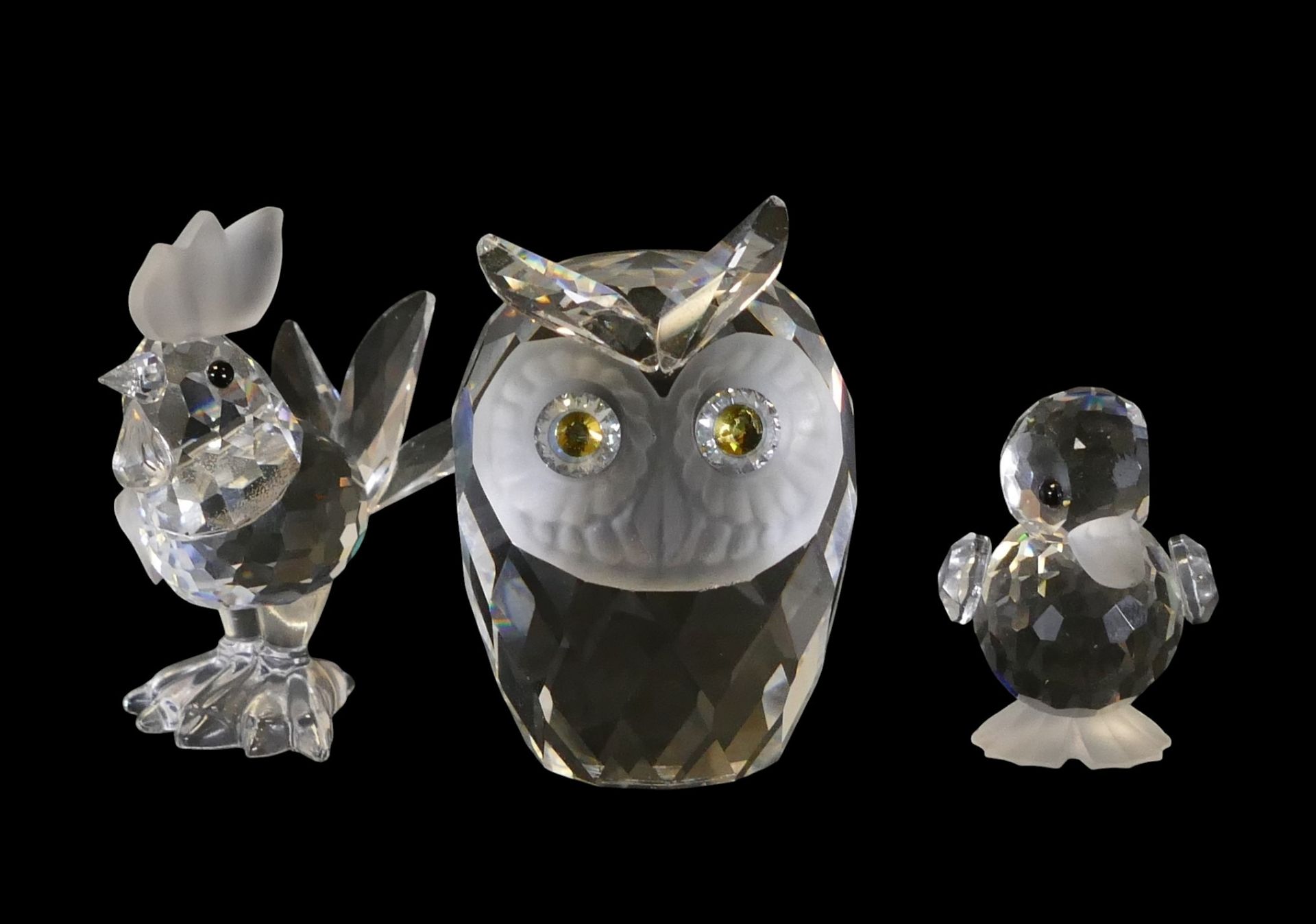 Swarovski Crystal Owl with frosted face and green eyes, by Max Shreck ...