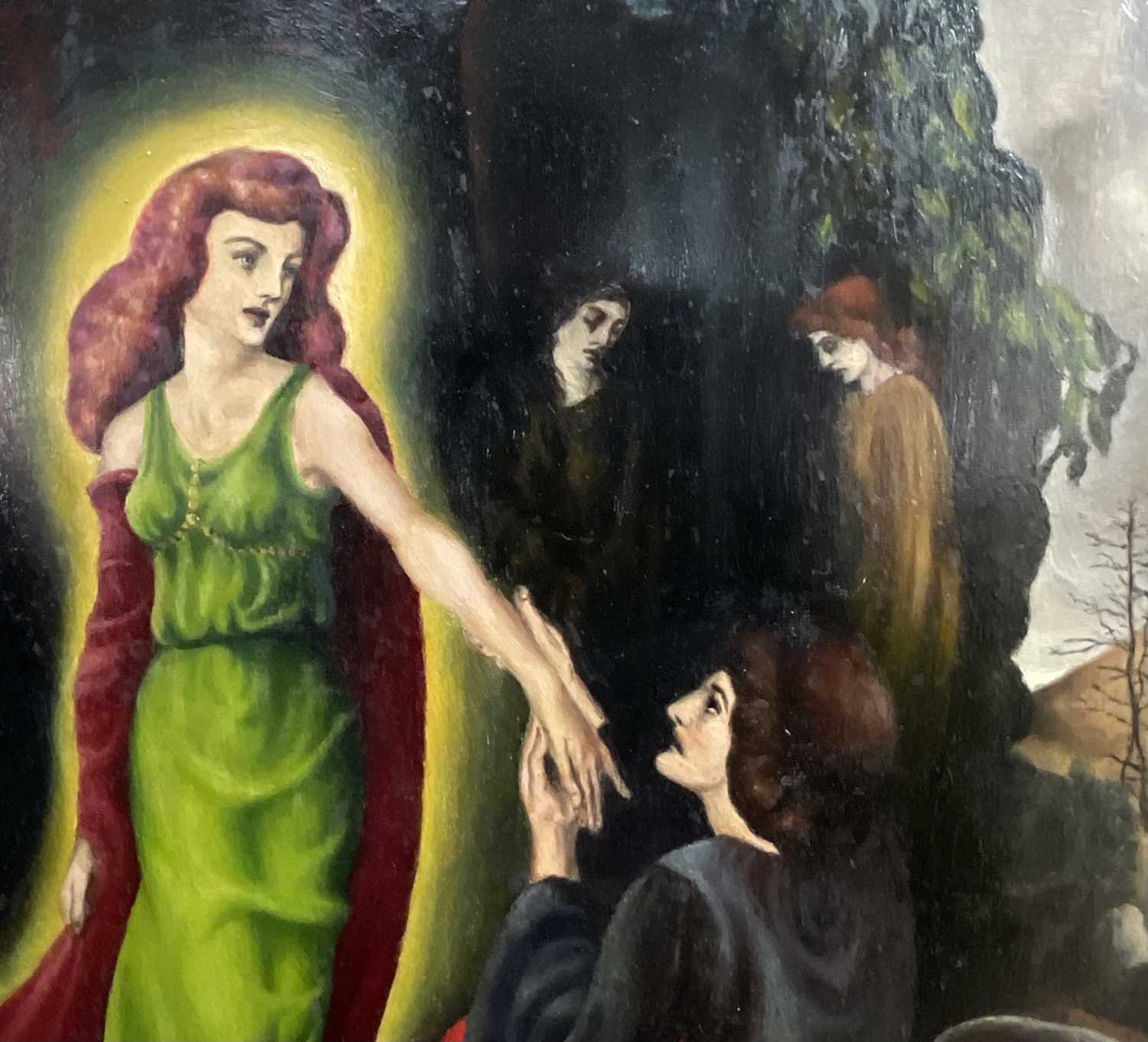 *Francis Plummer (1930-2019) oil on card, allegorical work, 80cm x 54cm ...