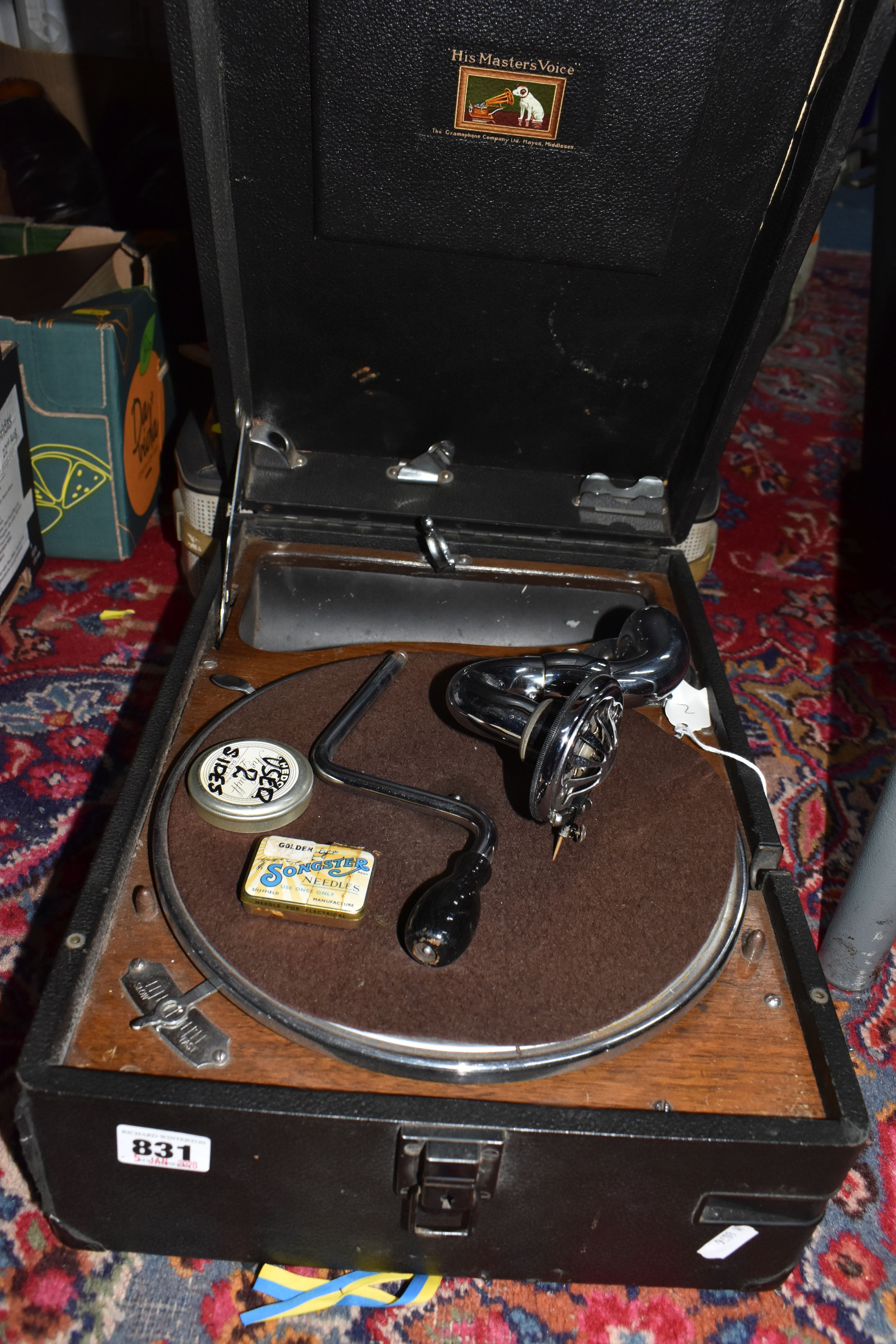 AN HMV GRAMOPHONE AND PHILIPS TAPE RECORDER comprising a His Masters ...