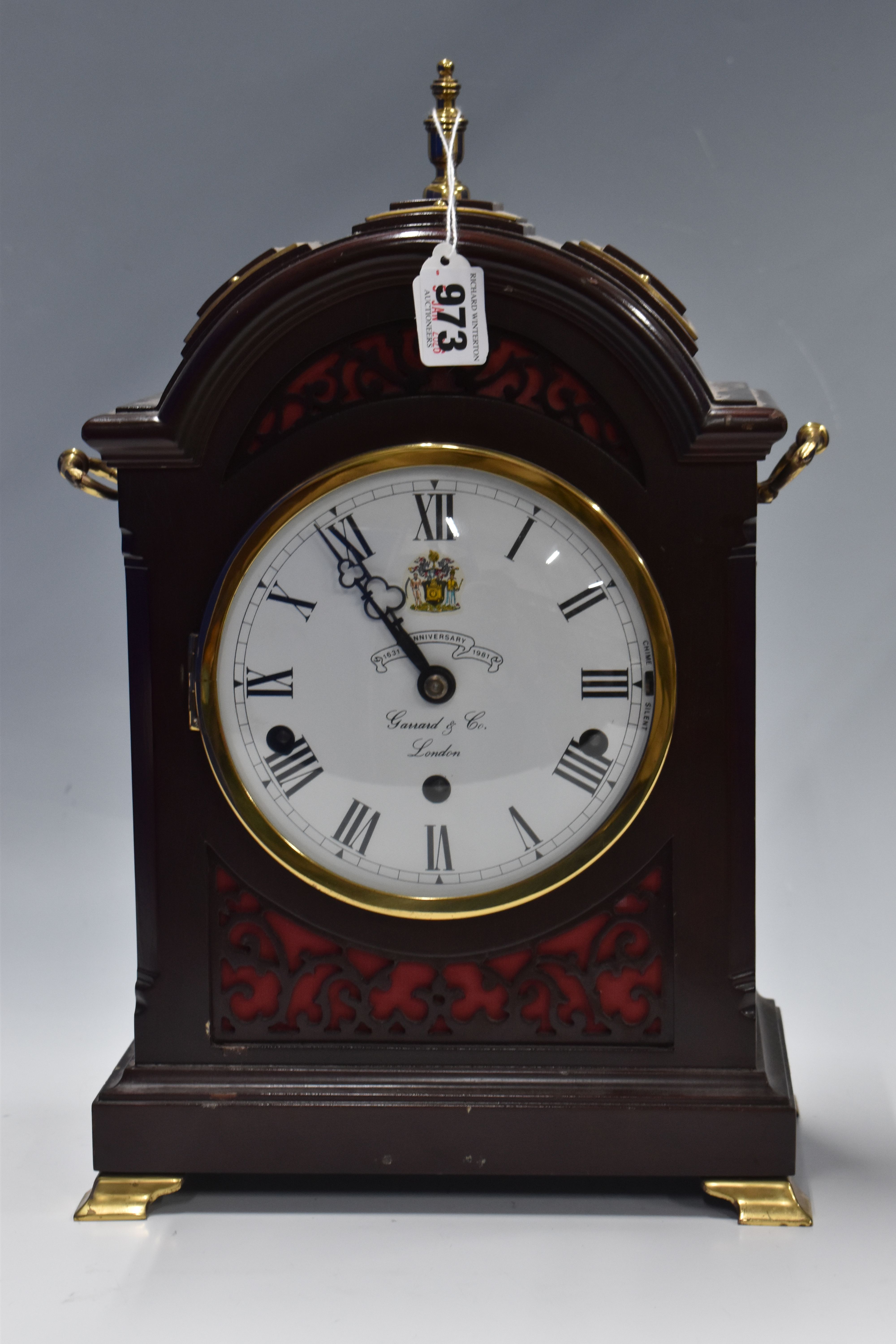 A LIMITED EDITION GARRARD 350TH ANNIVERSARY COMMEMORATIVE CLOCK ...