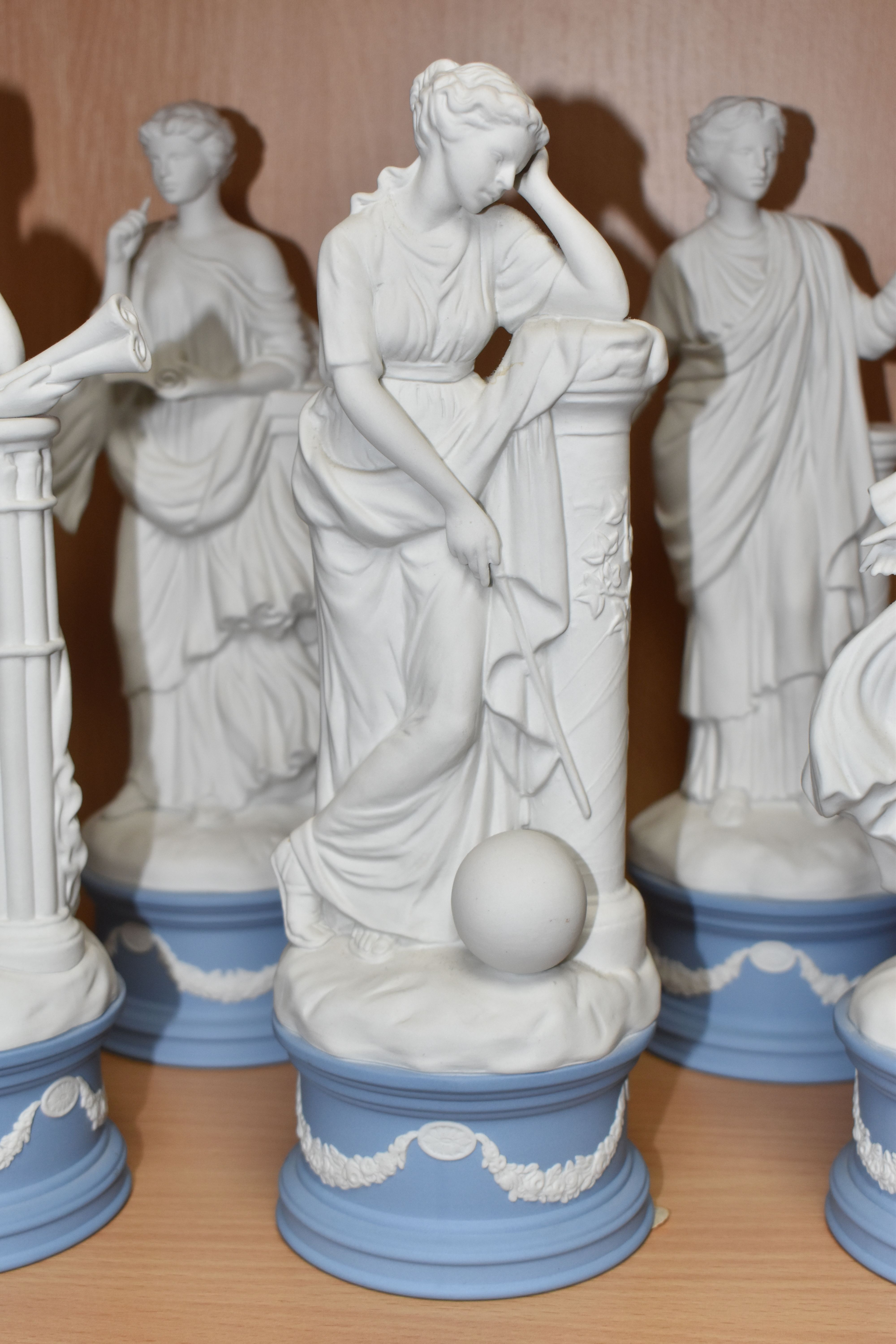 EIGHT WEDGWOOD 'CLASSICAL MUSES' COLLECTION FIGURINES, limited edition ...