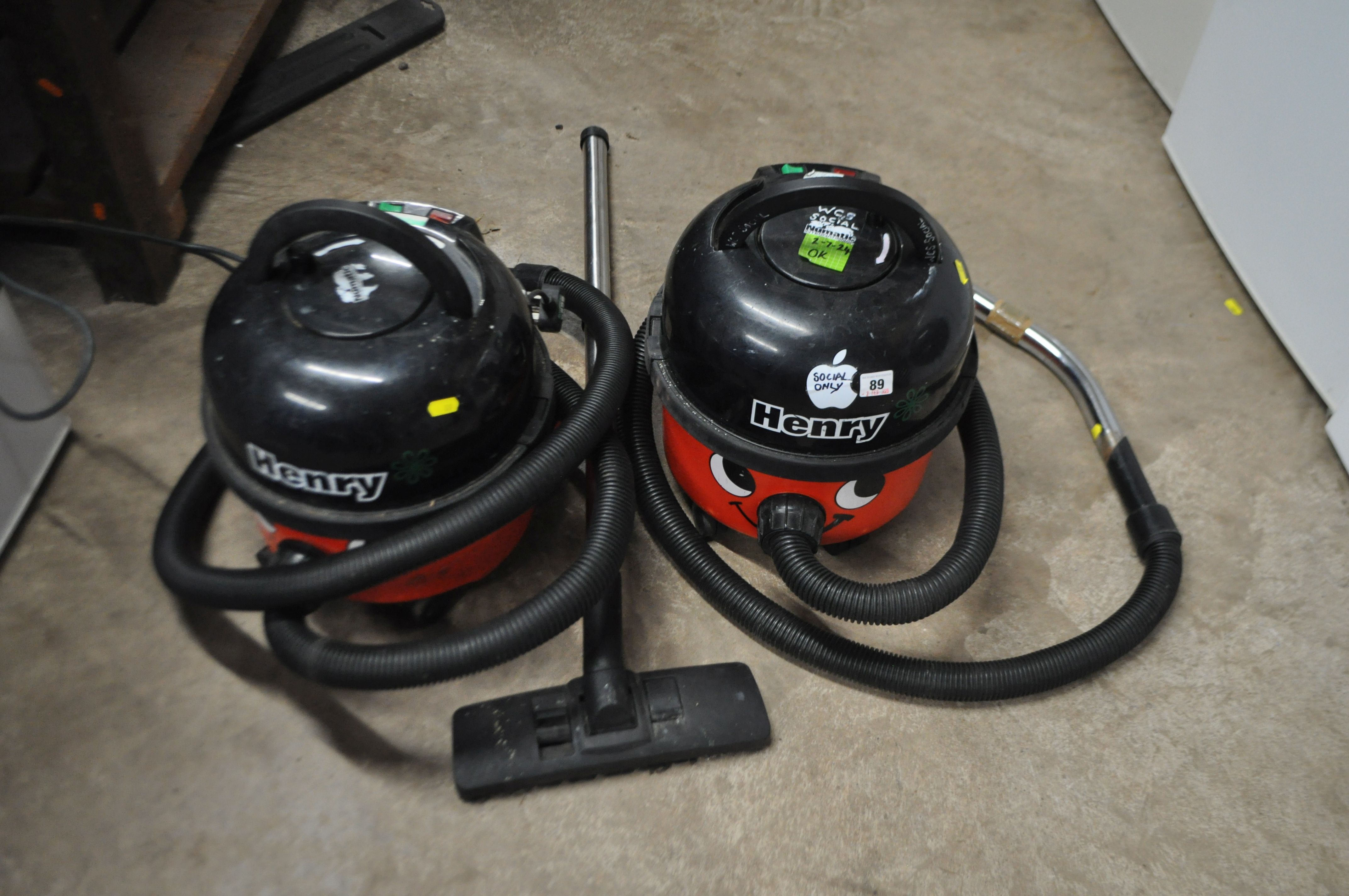 TWO NUMATIC 'HENRY' HVR200A VACUUM CLEANERS both with plastic pipe but ...