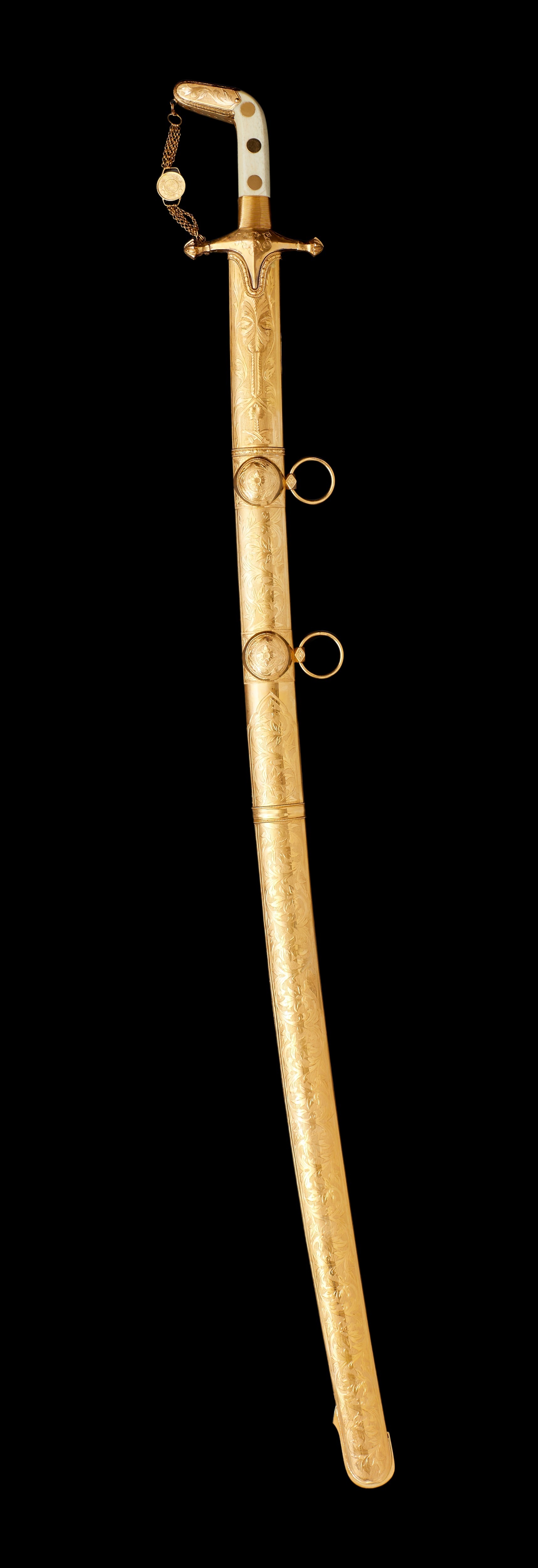 An inscribed presentation bone hilted sword (saif), Kingdom of Saudi ...