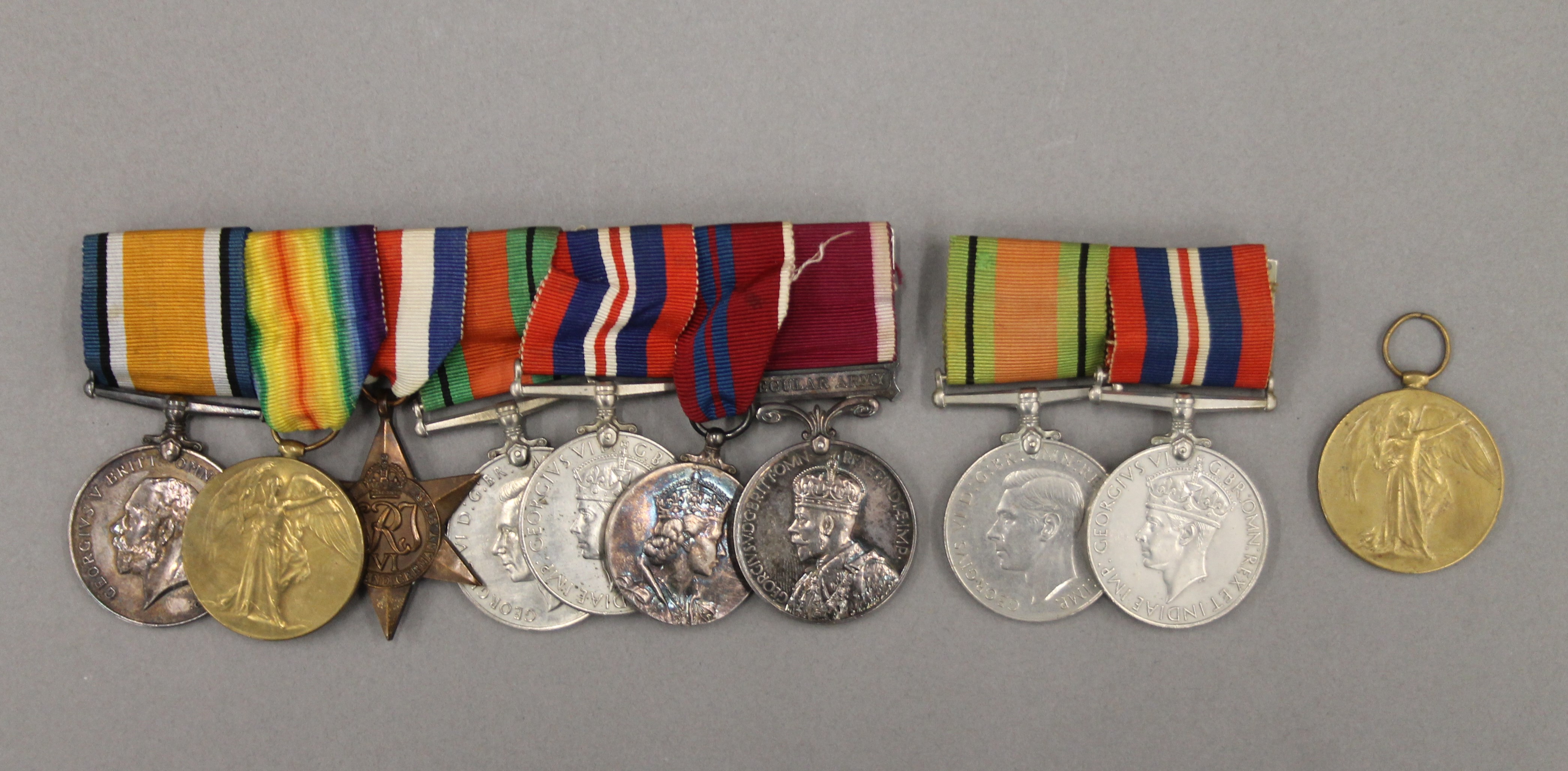A mixed seven medal group awarded to 43028 Pte F Raven Essex Regiment ...
