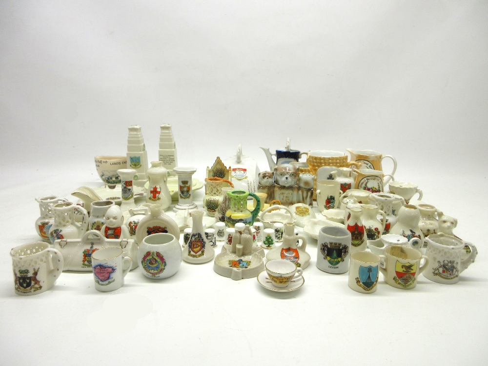 Collection of early 20th Century crested ware and lucky white heather ...