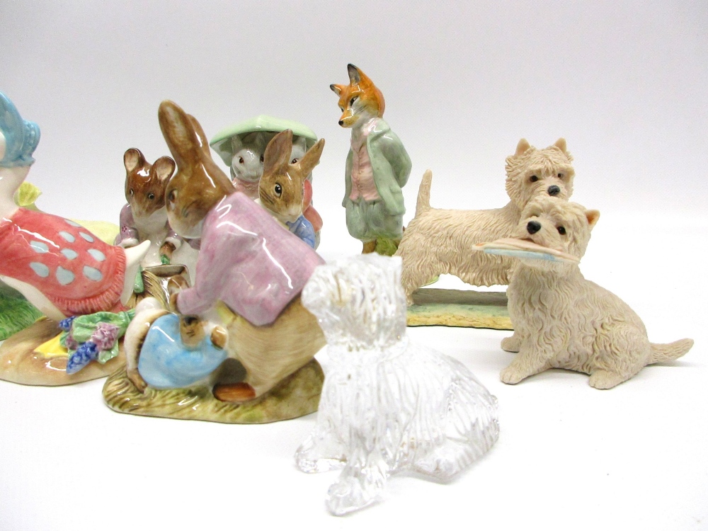Collection of six Beswick Beatrix Potter figurines, together with boxed ...