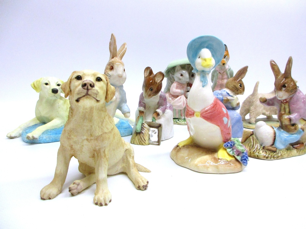 Collection of six Beswick Beatrix Potter figurines, together with boxed ...