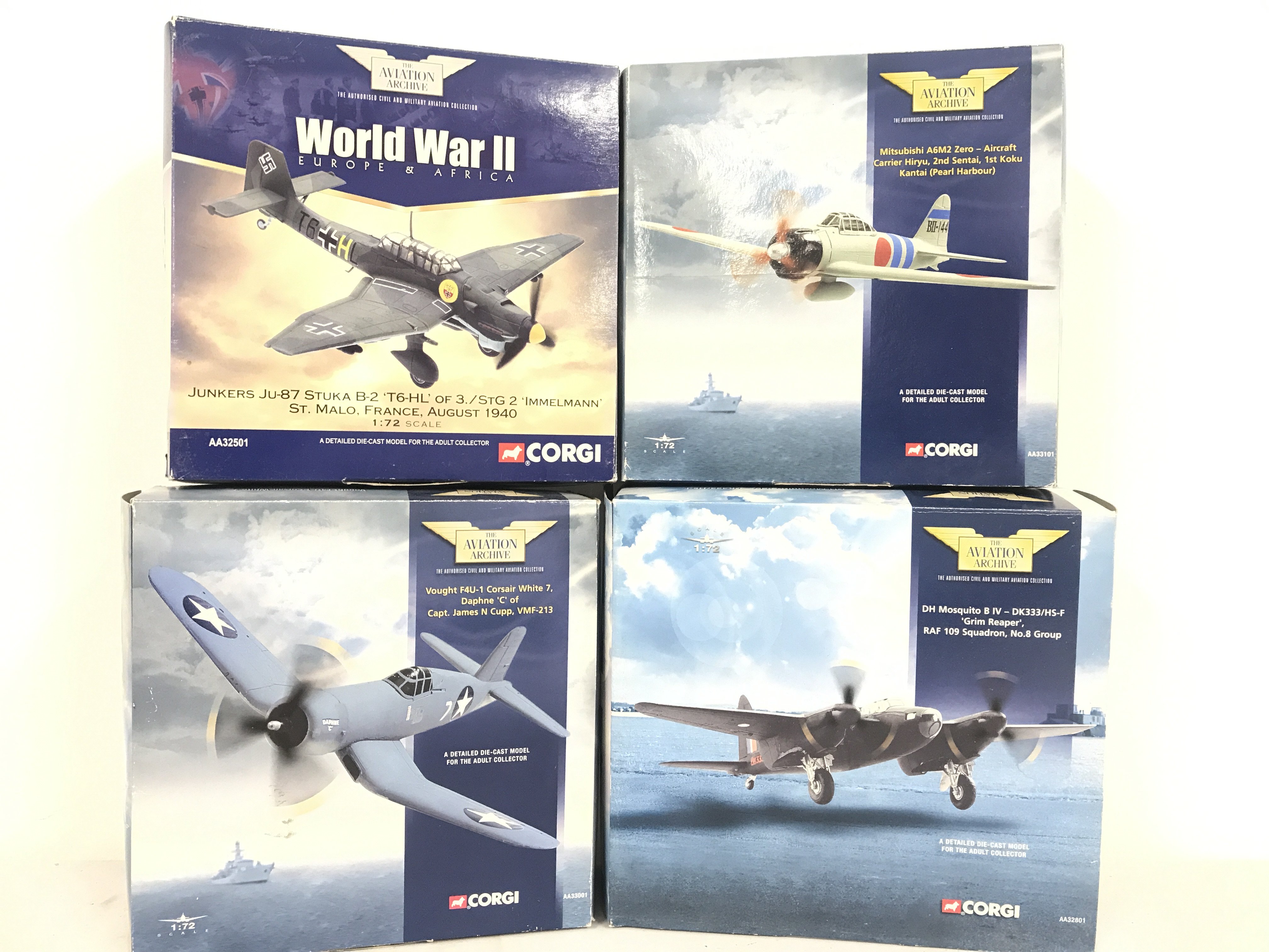 4 X Boxed Corgi Aviation Archive Modles. A Junkers Ju-87 Stuka AA32501 ...