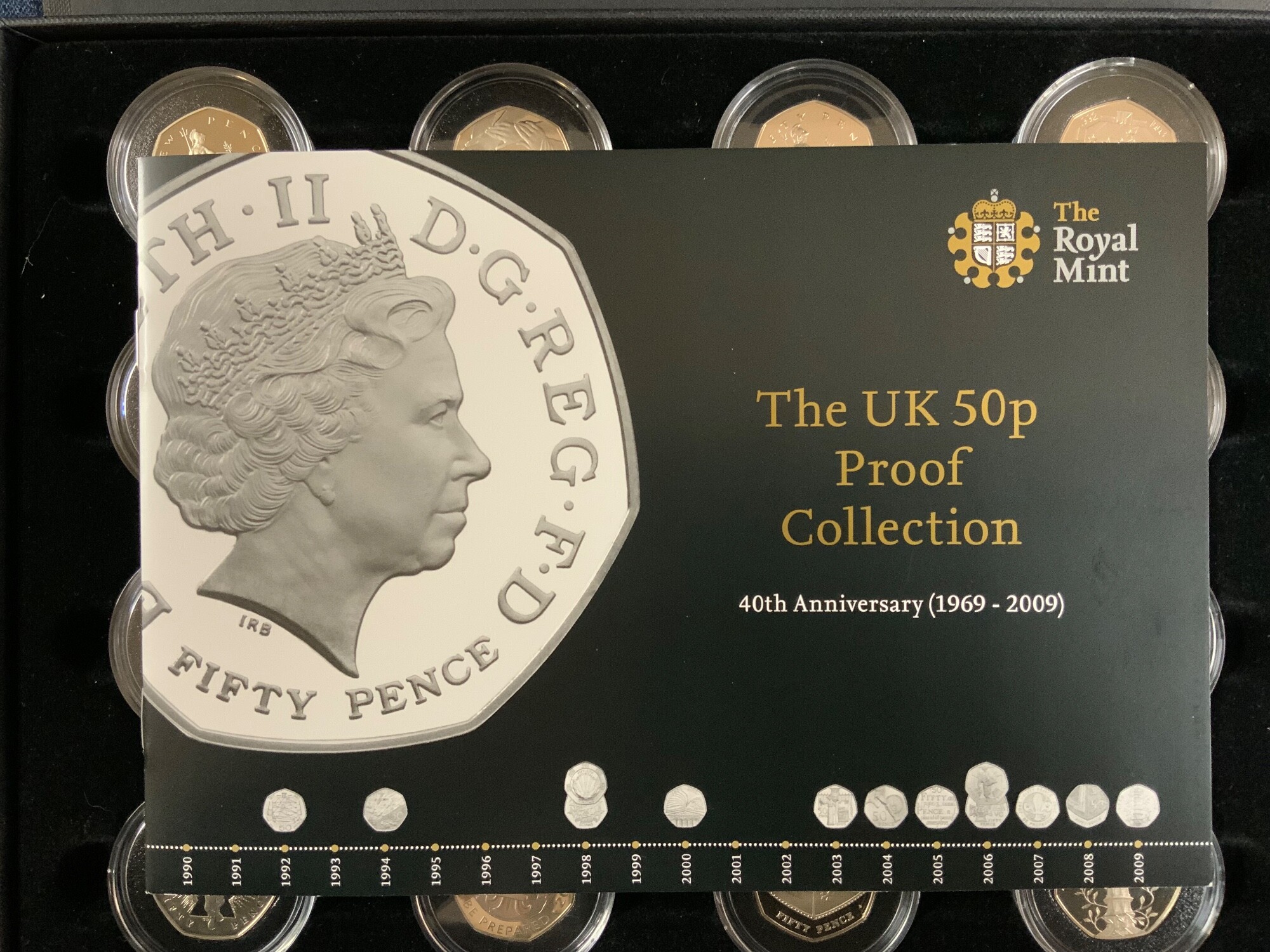Royal Mint Issue, UK 50p Proof collection 40th Anniversary 1969-2009 ...