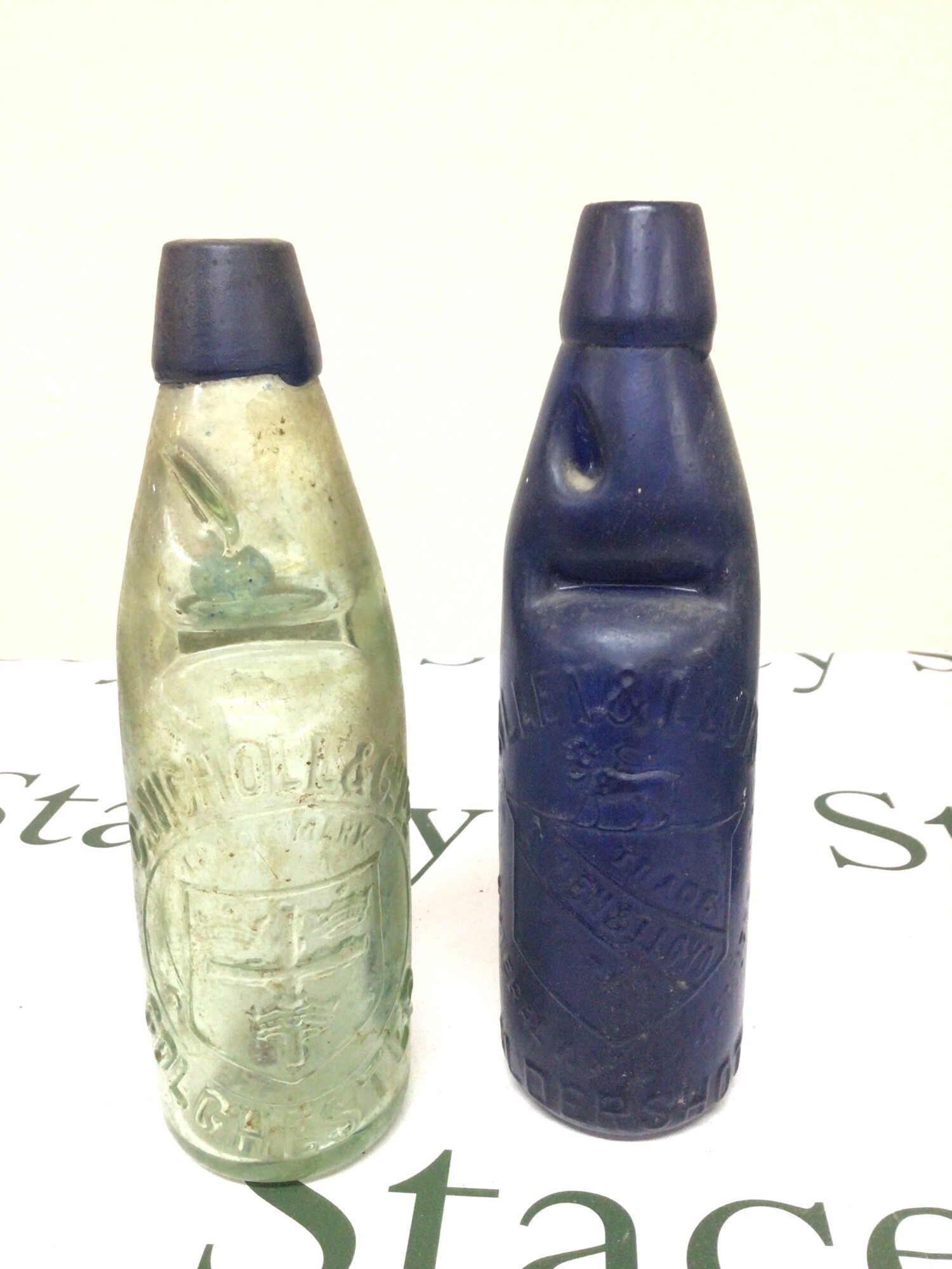 A Rare Antique Blue glass Codd bottle Allen & Lloyd Aldershot and one ...