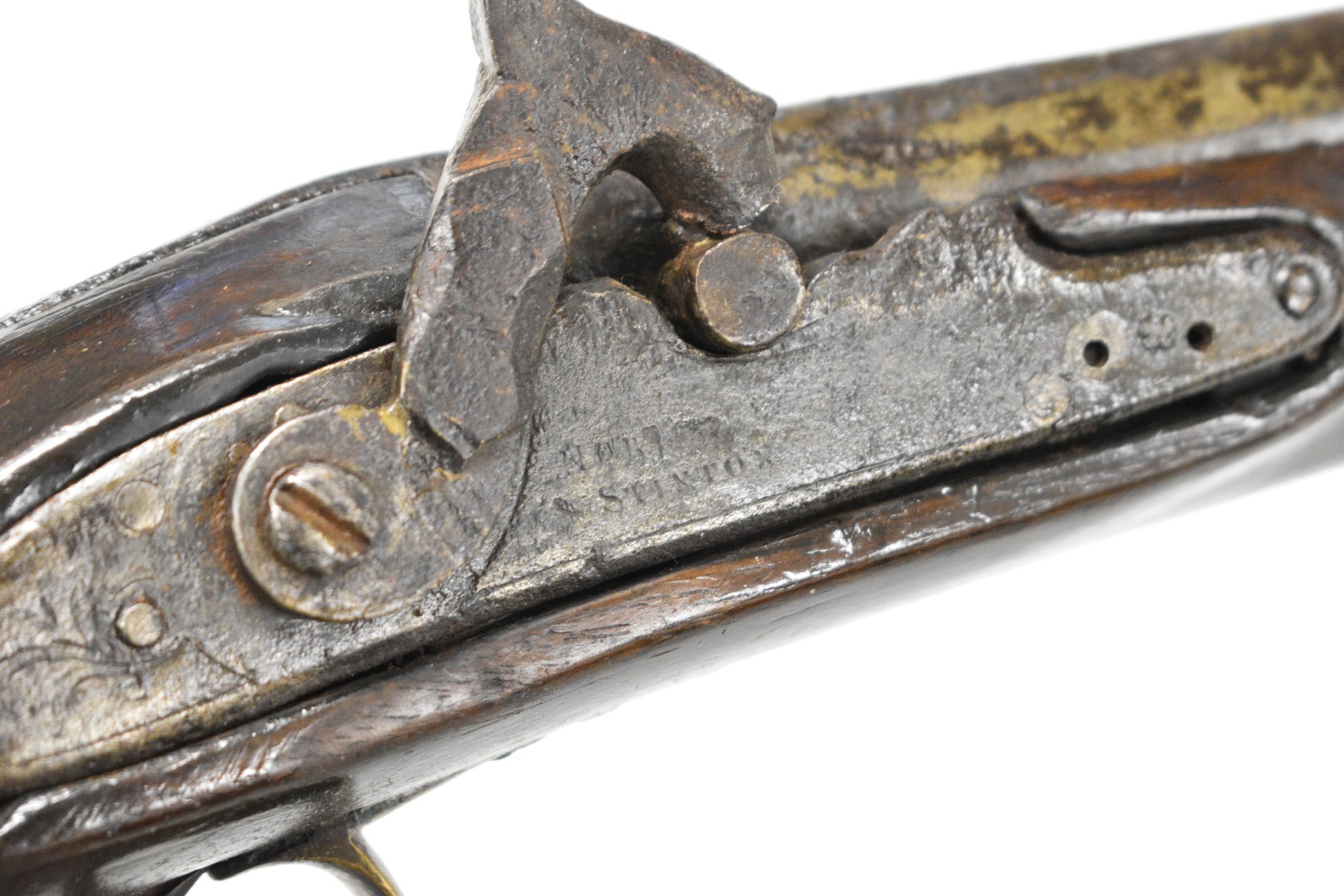 Indistinctly named percussion converted from flintlock hammer action ...