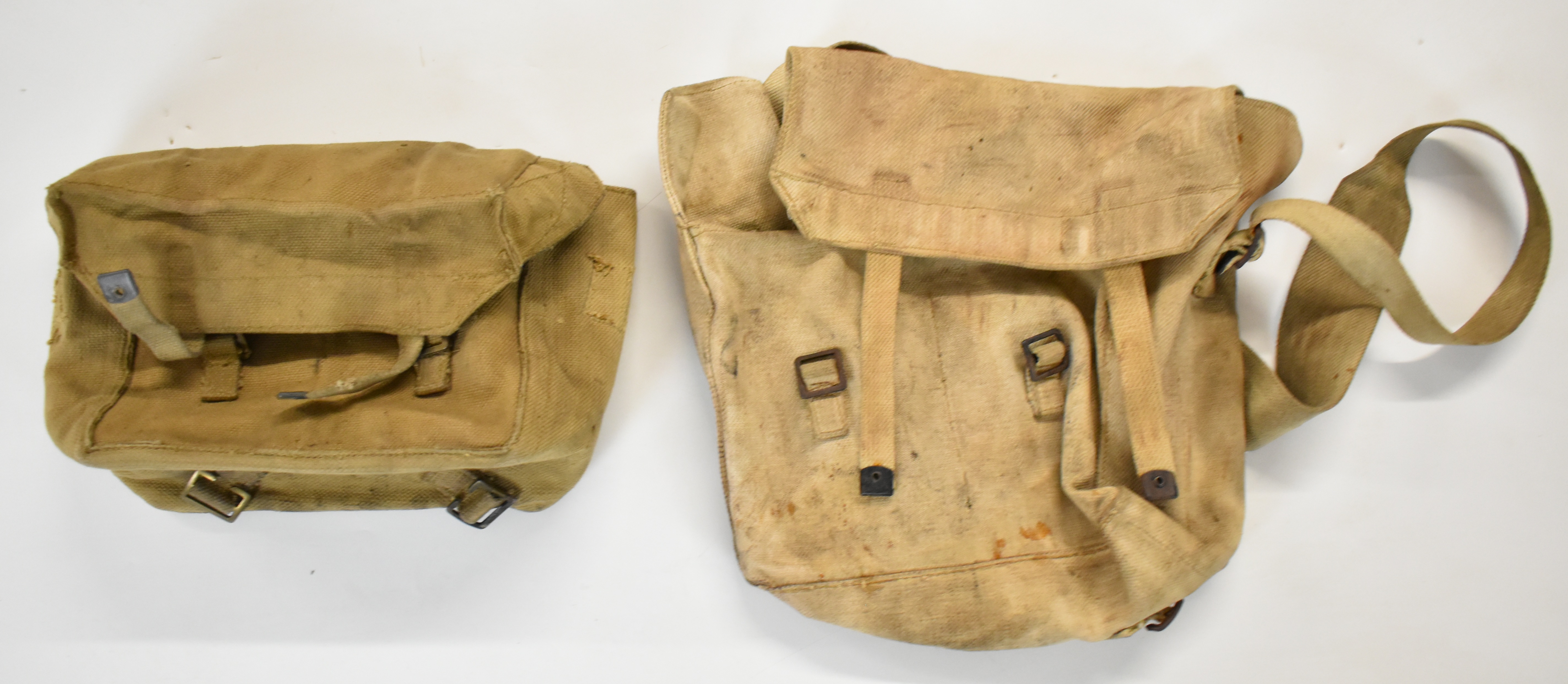 Collection of haversacks, some cloth, webbing, khaki, etc, two wartime ...