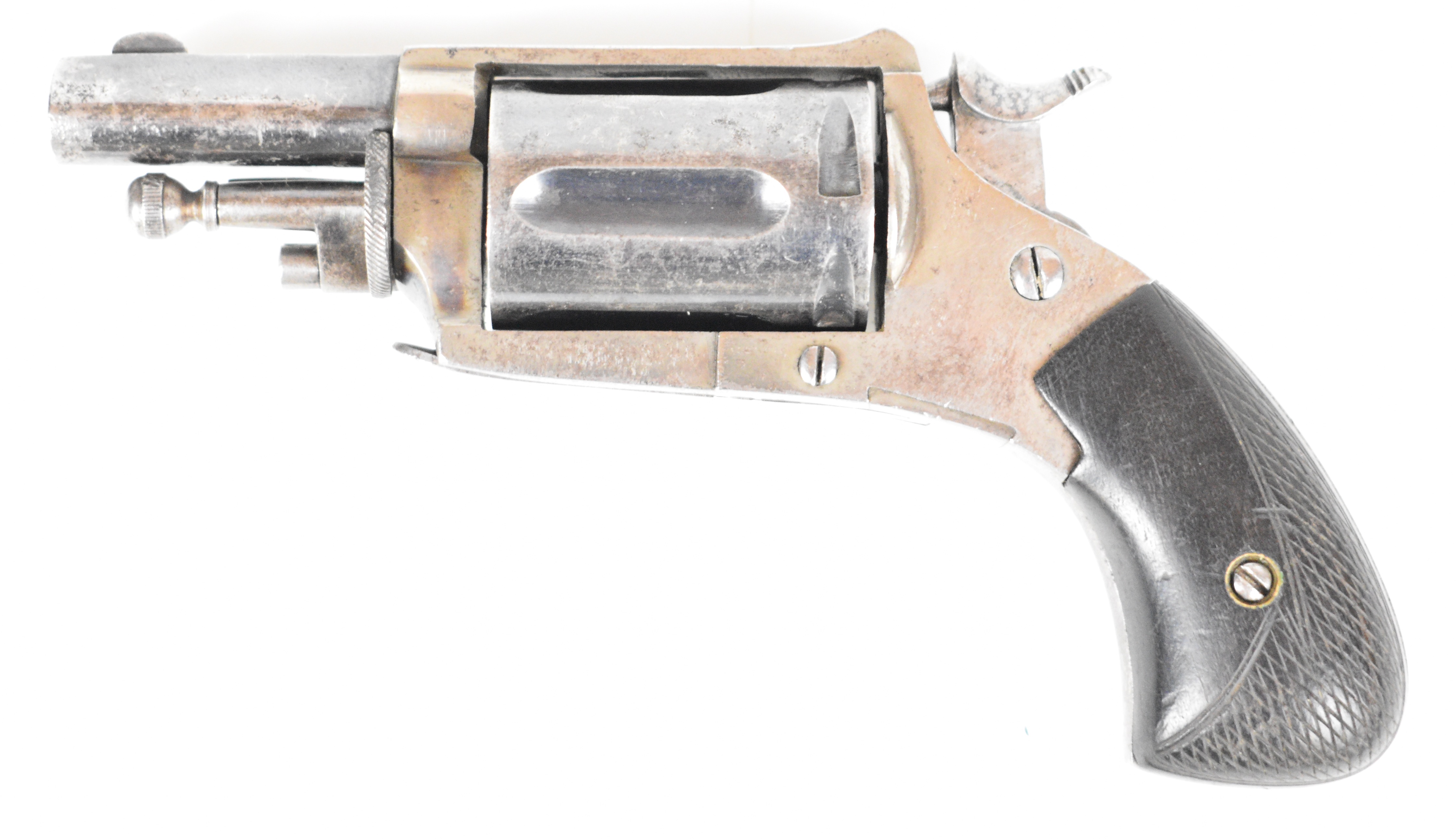 Belgian 5.5mm Velo-Dog six-shot pocket revolver with shaped and ...