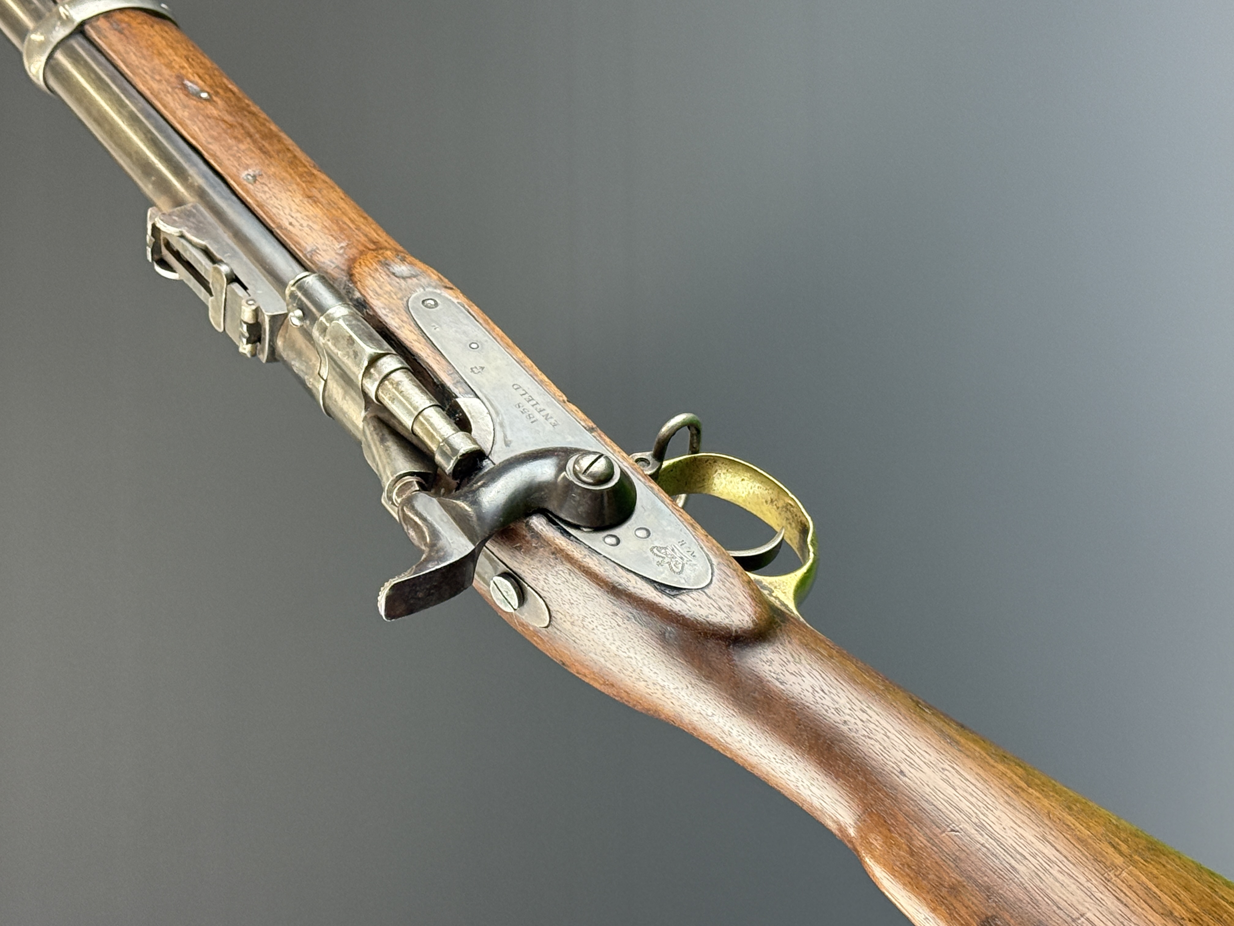 Enfield 3-band .577 hammer action Snider rifle with lock stamped '1858 ...