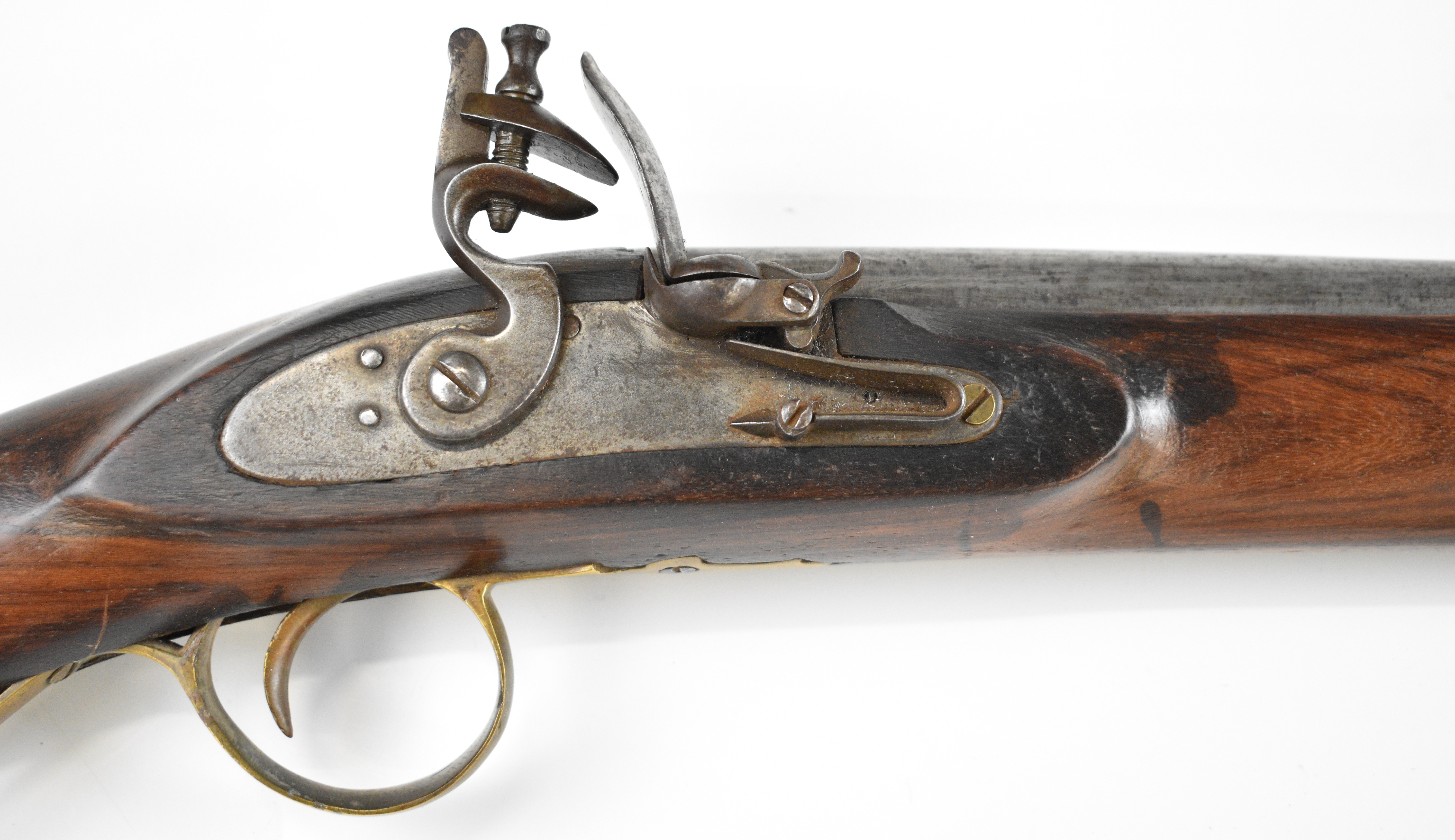 Enfield pattern flintlock musket with brass scrolling trigger guard ...