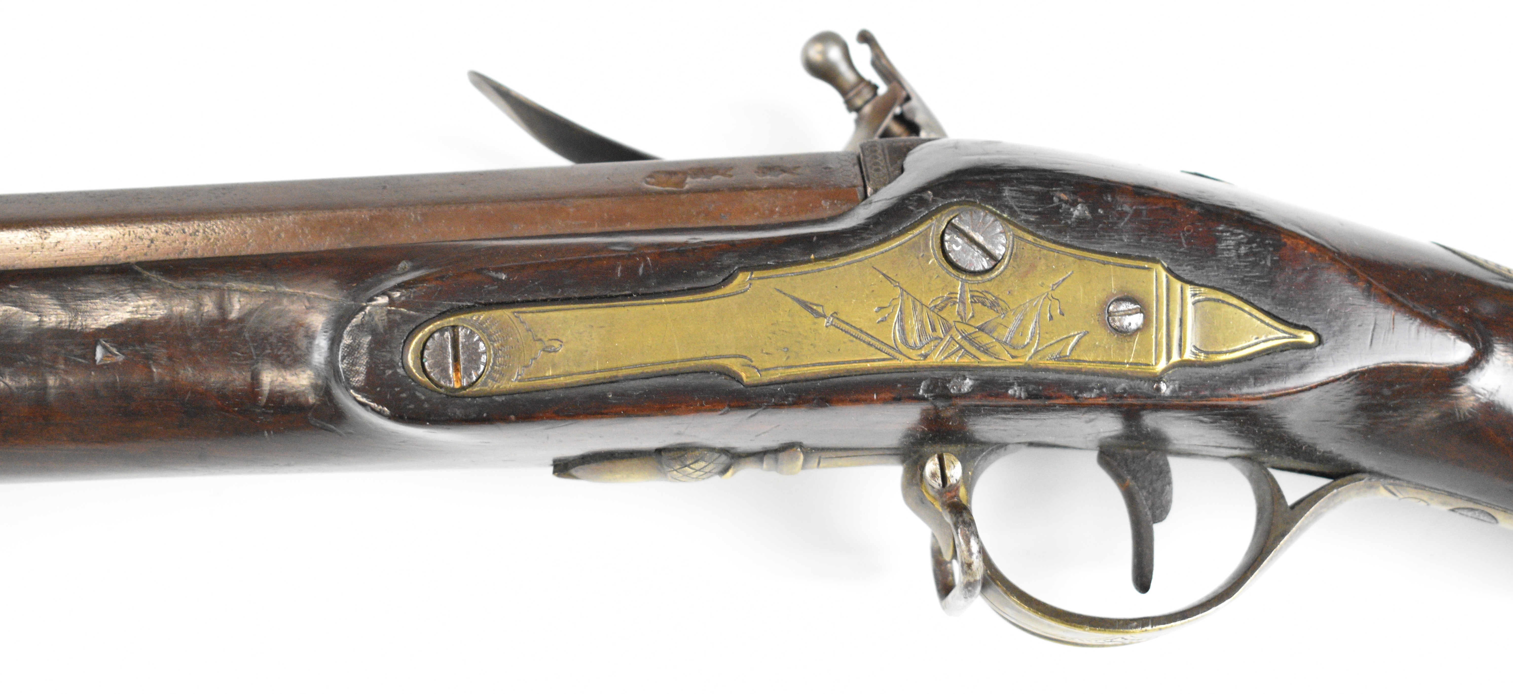 Galton 8 bore flintlock musket with named and engraved lock, engraved ...