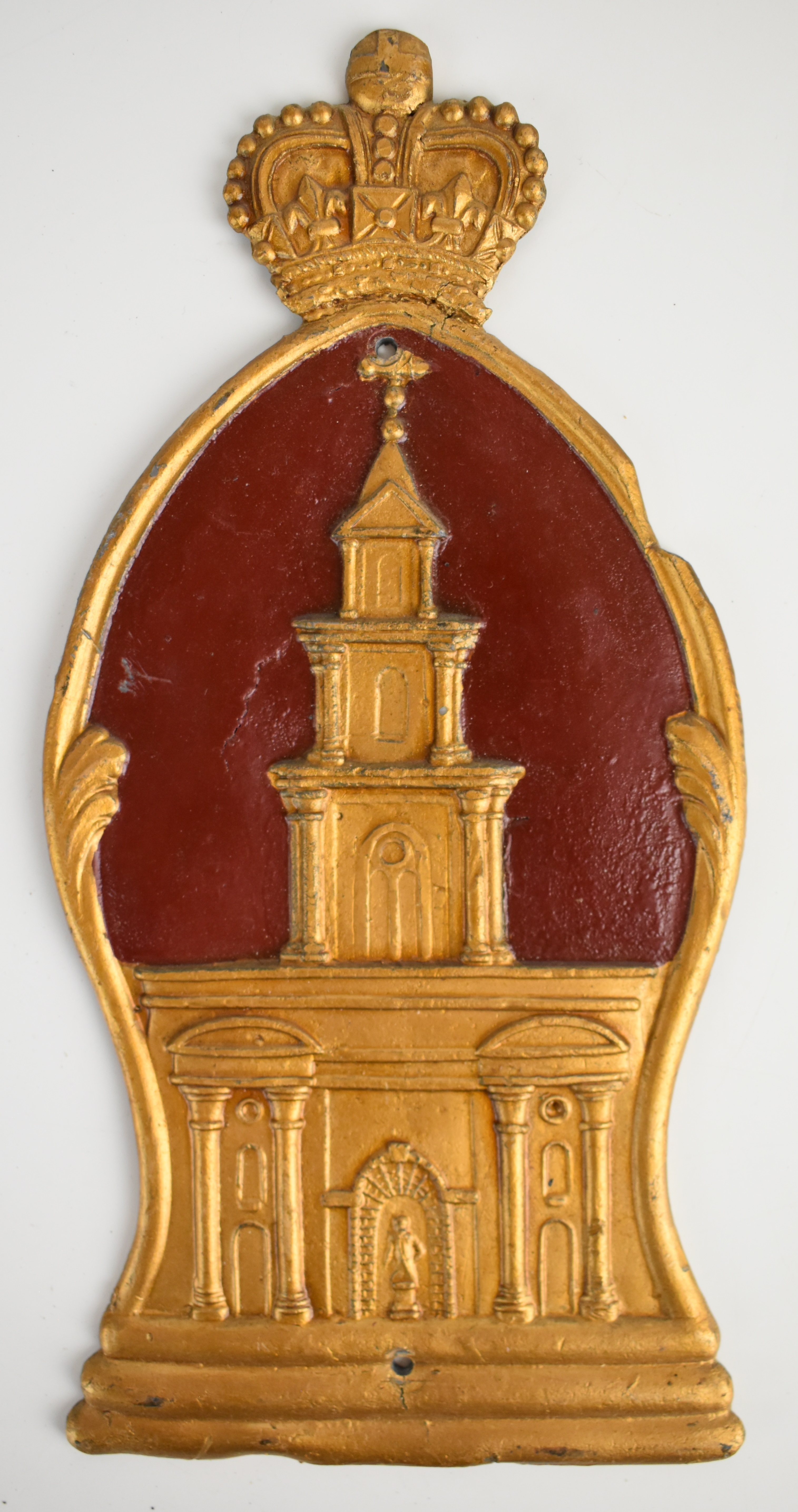 Two Royal Exchange Insurance lead firemarks (W10K), H22cm