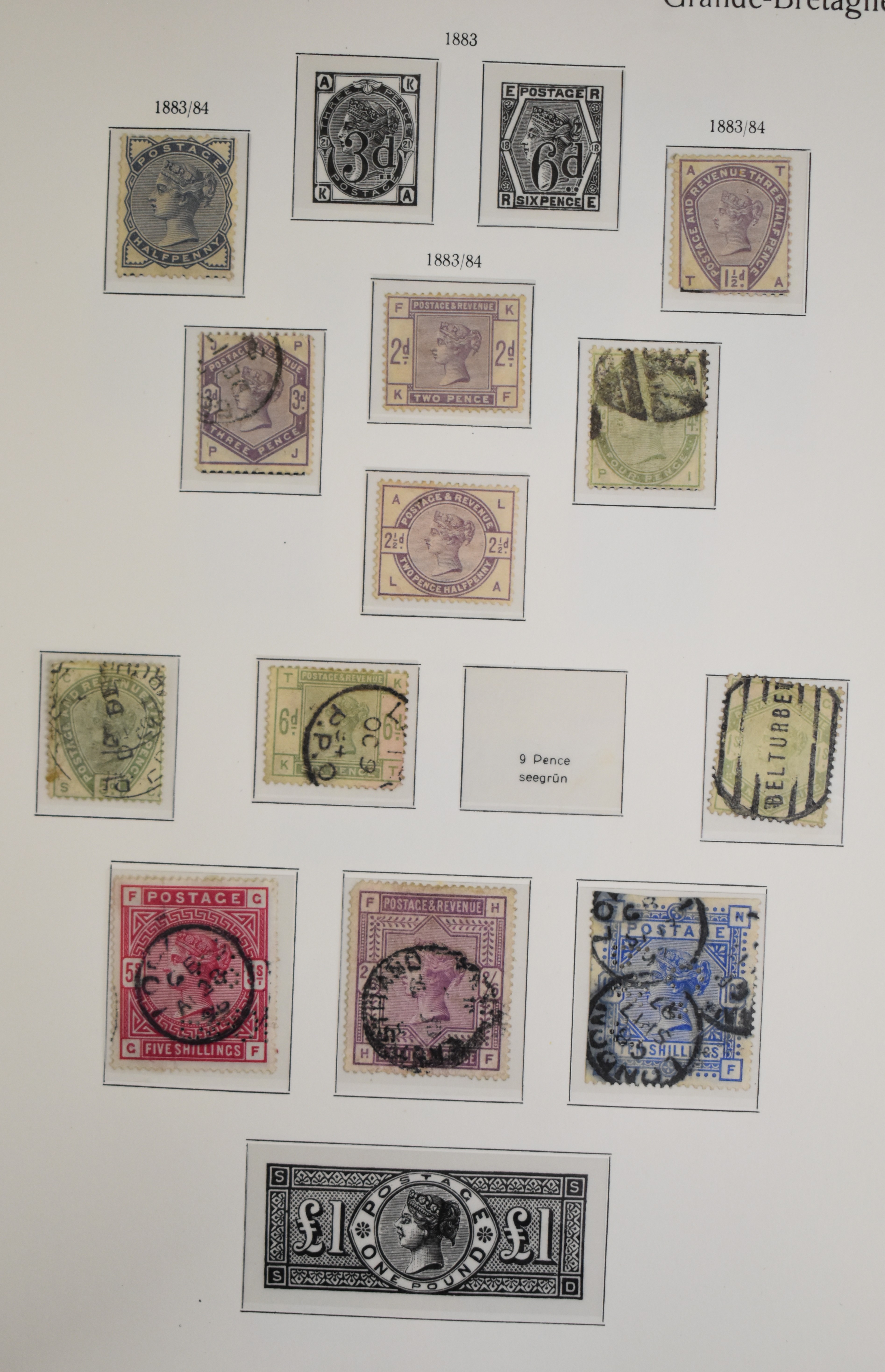 Collection of GB mint and used 1840 to 1970 stamps in hingeless Kabe ...