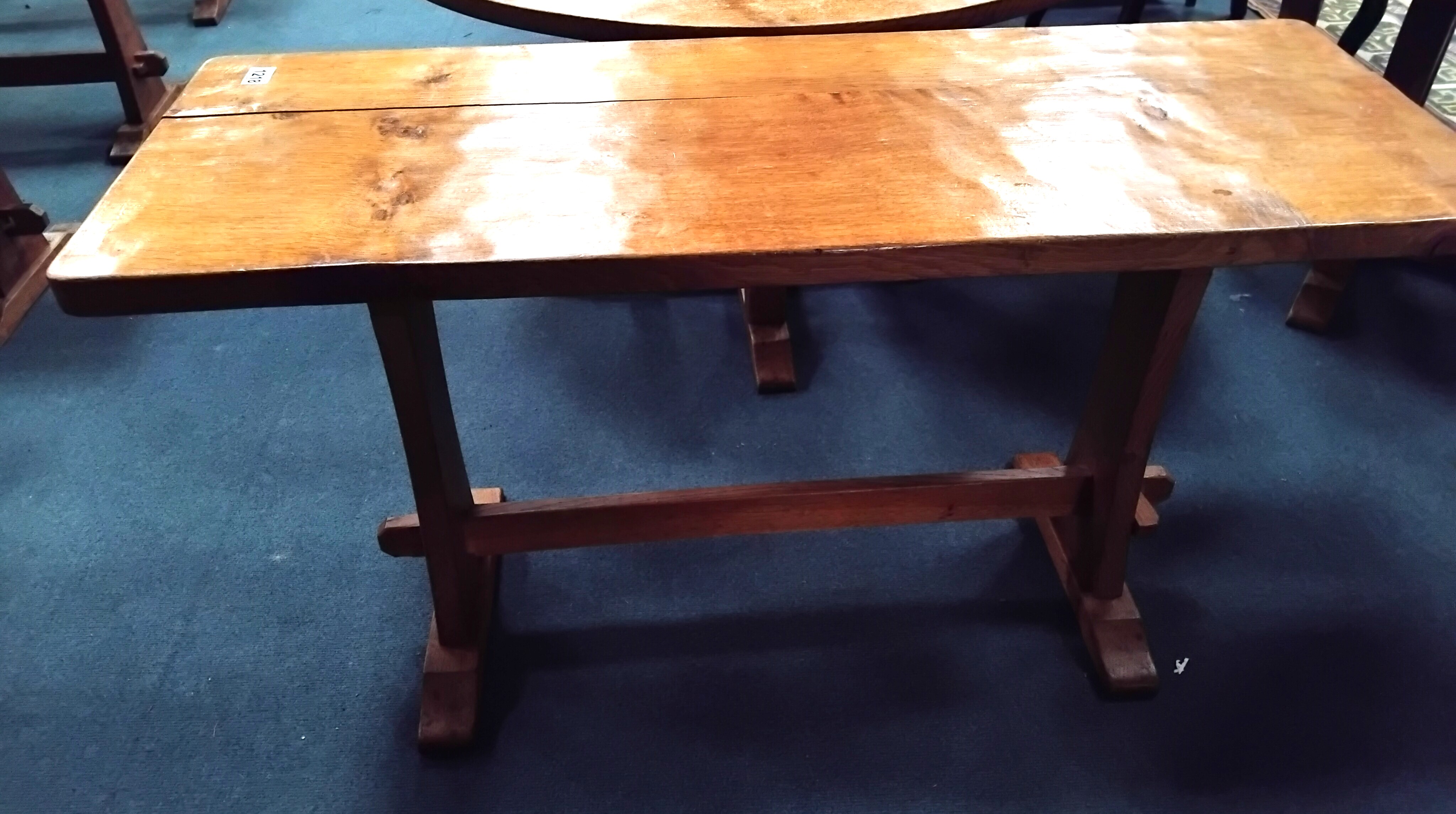 A Derek Slater of Crayke Yorkshire oak coffee table 1.1m l x 45cm w x ...