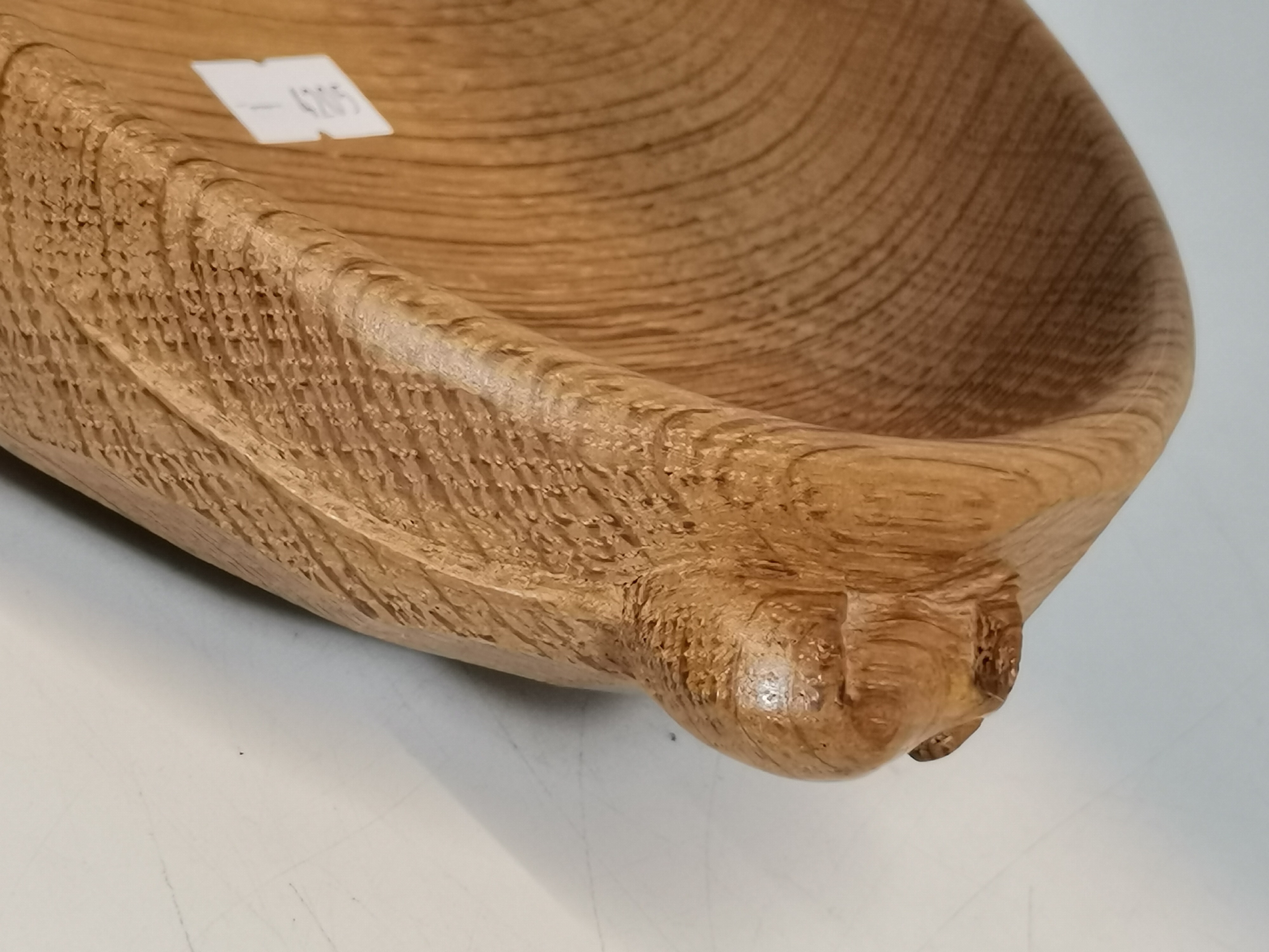 Robert Thompson, a Mouseman oak Bowl trademark mouse running round the ...
