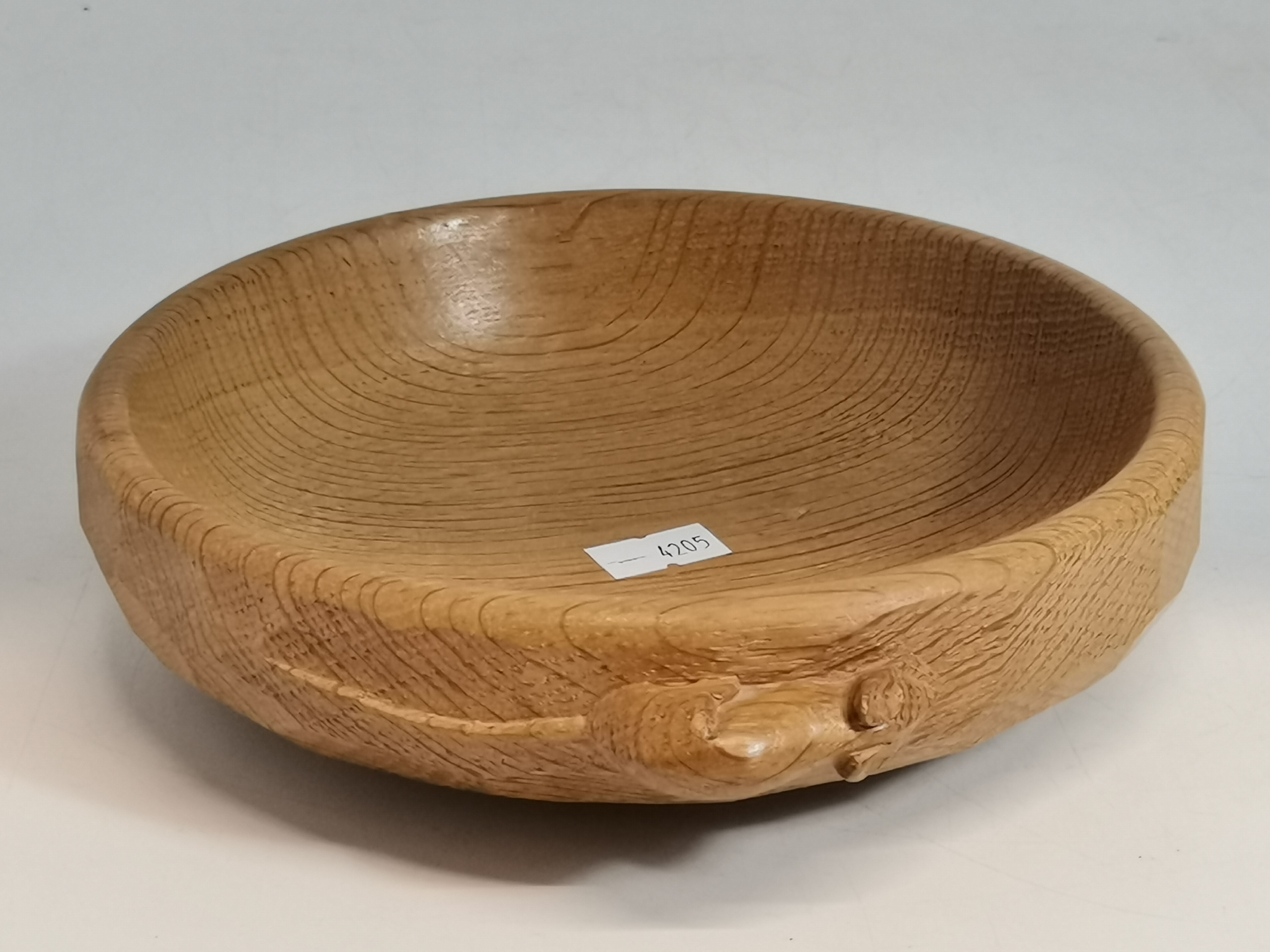 Robert Thompson, a Mouseman oak Bowl trademark mouse running round the ...