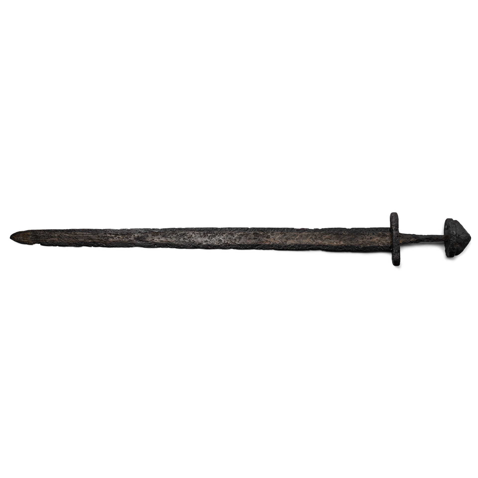 8th-9th century A.D. Double-edged cutting sword of Petersen type A with ...