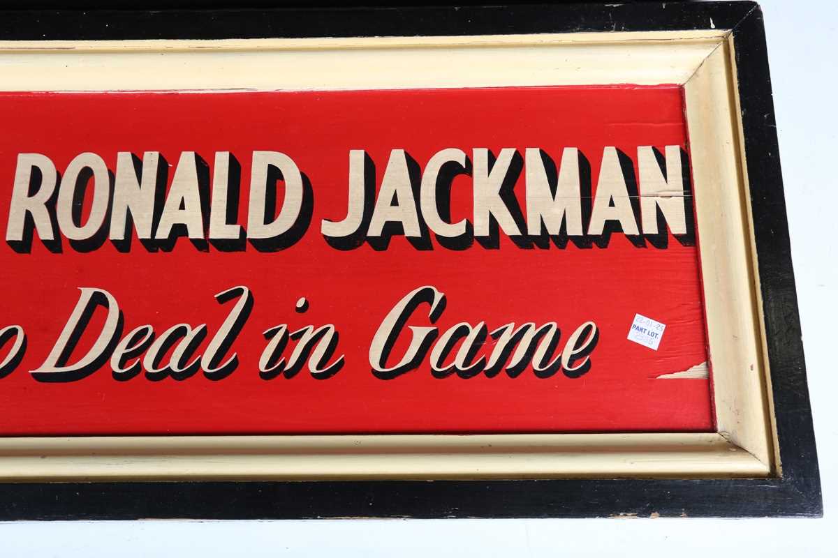 A hand-painted, signwritten advertising sign, inscribed 'Frederick ...