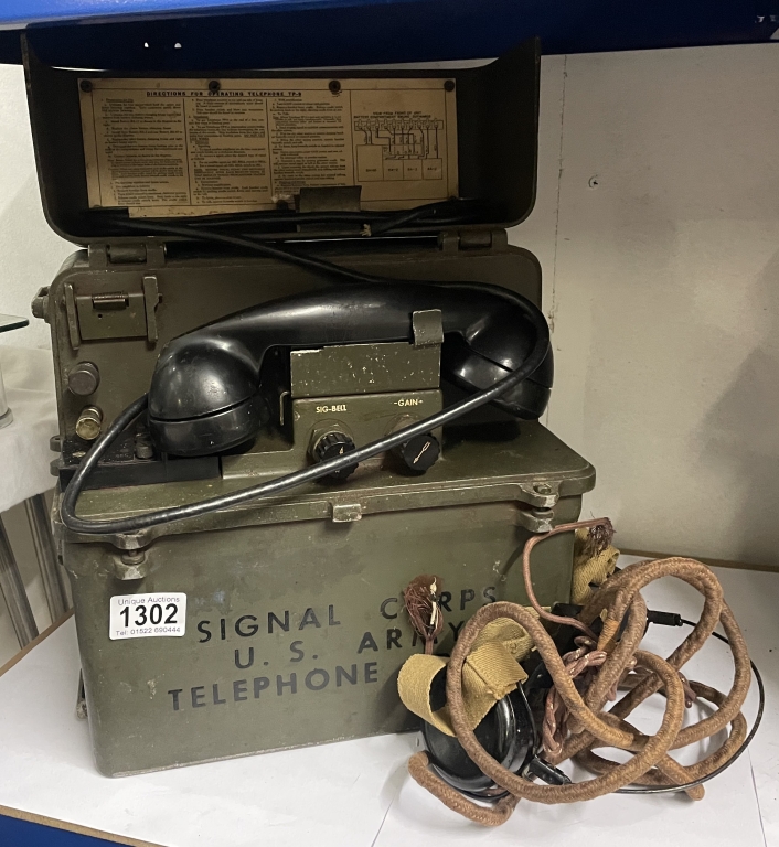 A US army field telephone TPG (Vietnam) & headphones