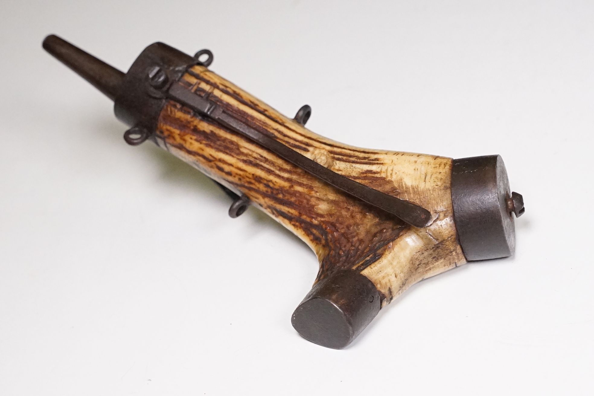 Powder flask. A Northern European carved antler powder flask, early ...