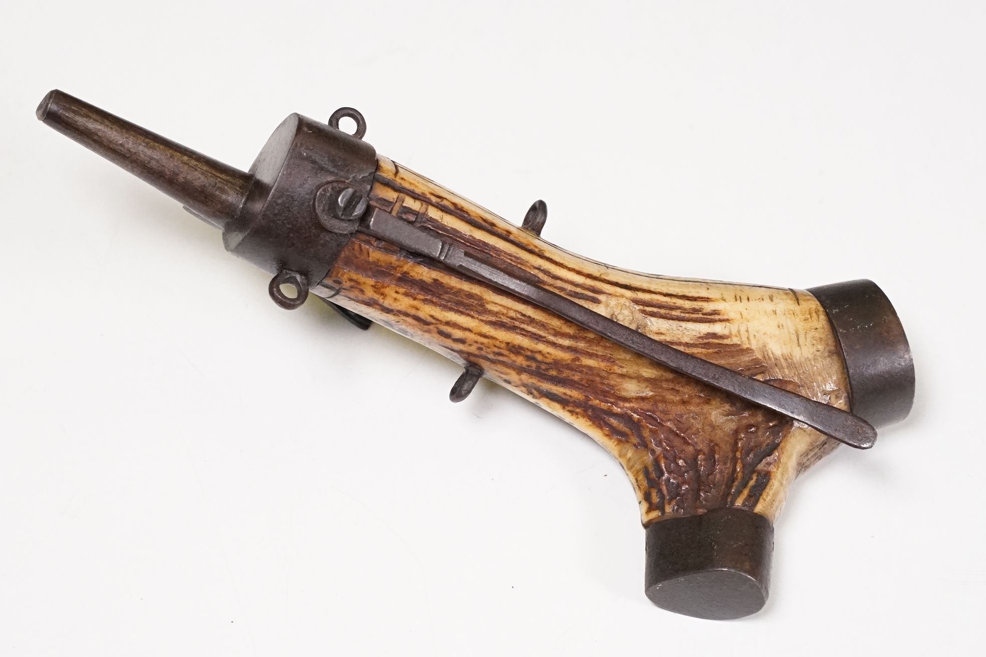 Powder flask. A Northern European carved antler powder flask, early ...