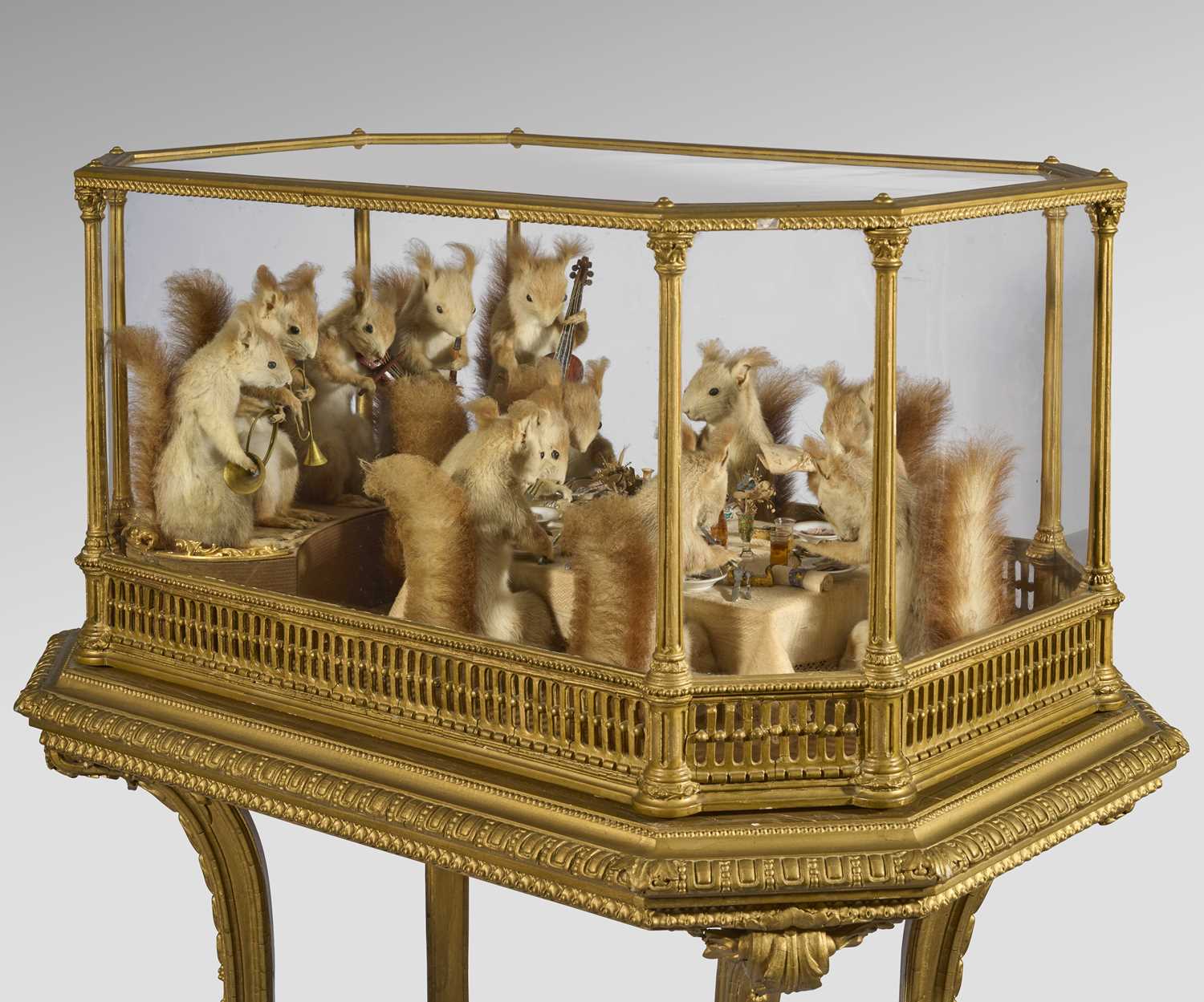 A RARE LATE VICTORIAN TAXIDERMY RED SQUIRREL TEA PARTYATTRIBUTED TO ...