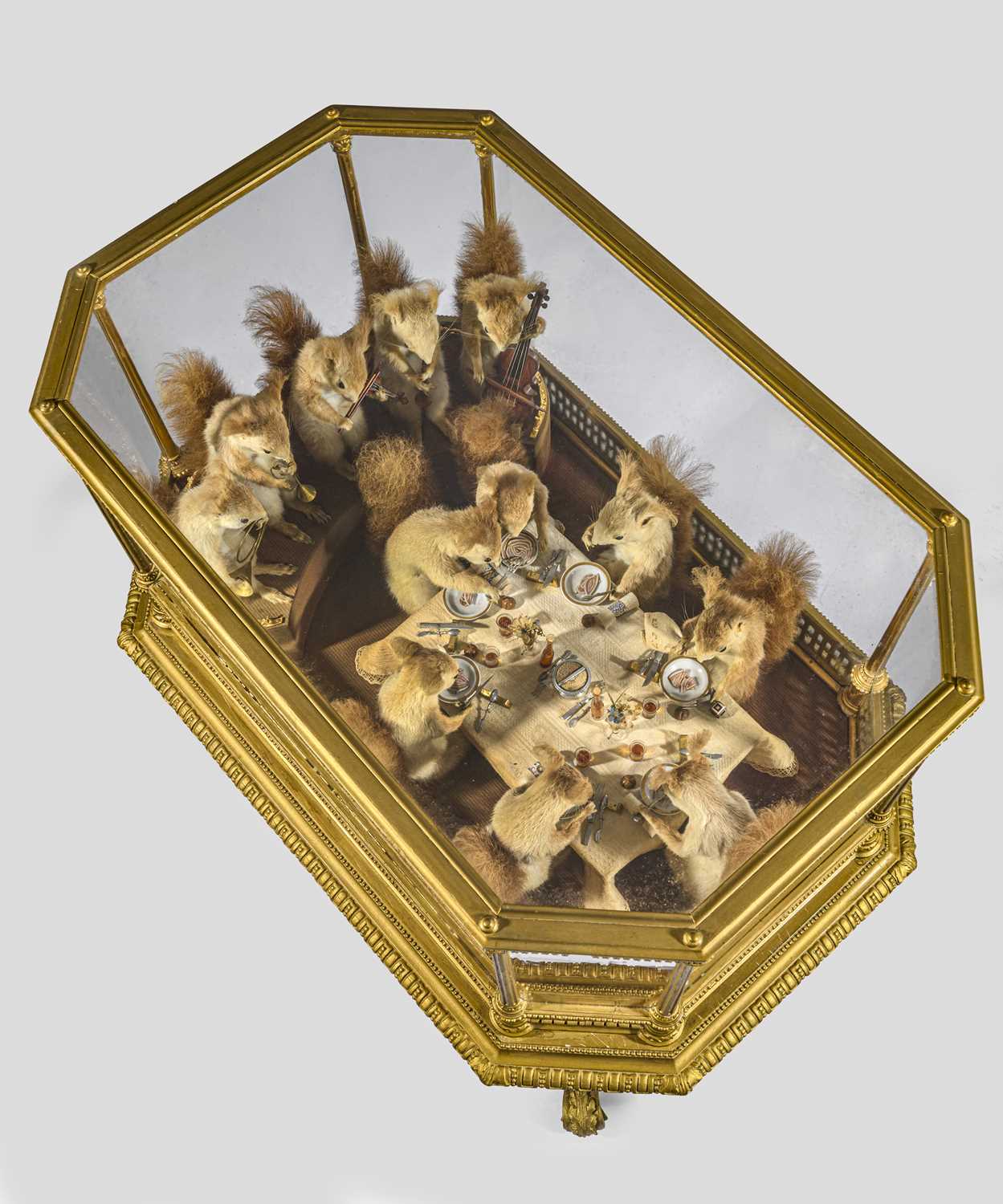 A RARE LATE VICTORIAN TAXIDERMY RED SQUIRREL TEA PARTYATTRIBUTED TO ...