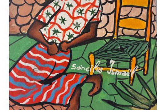 Ismael Saincilius (Haitian, 1940-2000) - Market Scene, oil on board ...