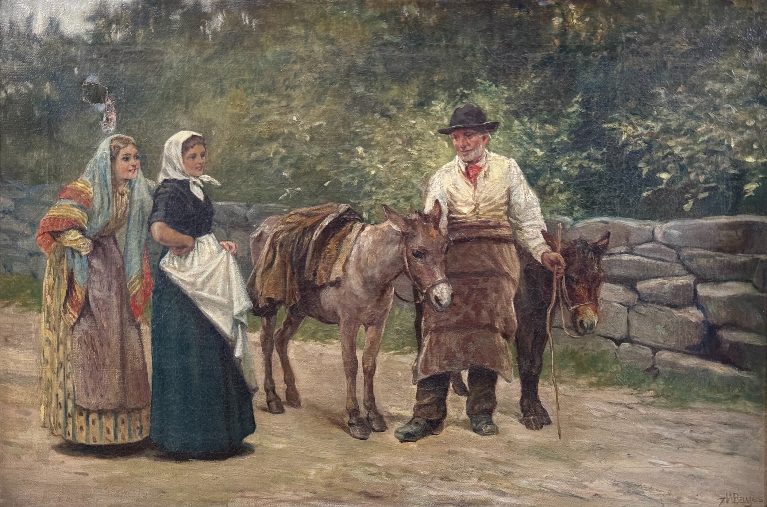 Alfred Walter Bayes (1832-1909) - 'Langfield Gossips', oil on canvas ...