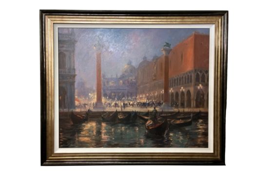 Simon Chalk (b.1964) - Festival Lights Venice, oil on canvas, signed ...