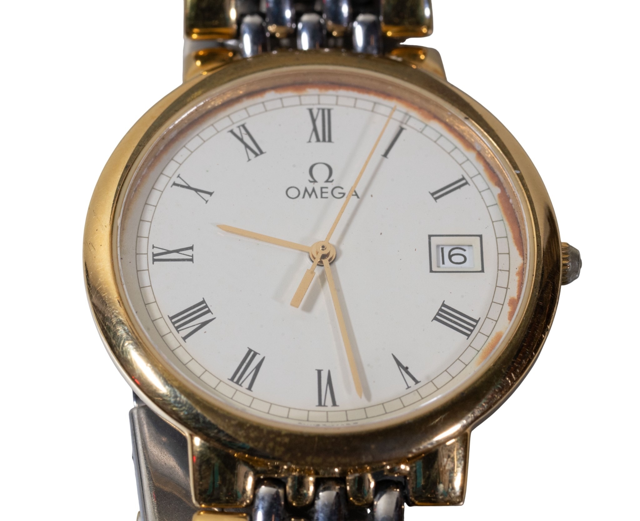 Omega. A gentleman’s DeVille wrist watch with black Roman numerals and ...