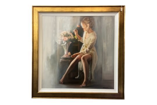 Talantbek Chekirov (b.1971) - 'Bella Lady', oil on canvas, signed and ...