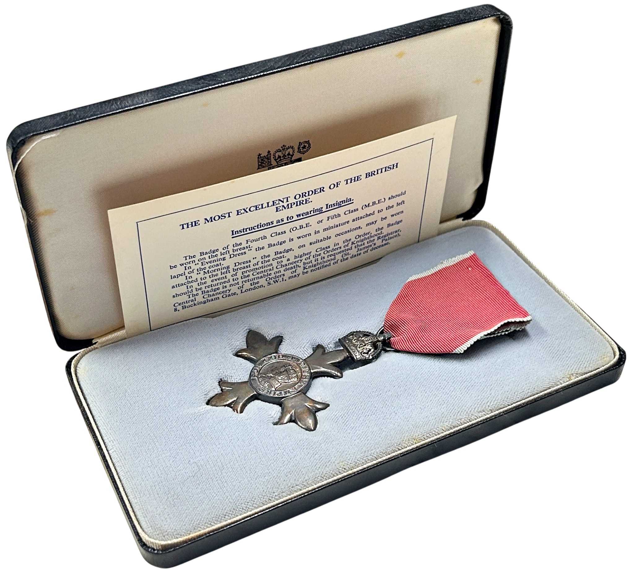 A cased MBE medal (Most Excellent Order of the British Empire) with ...
