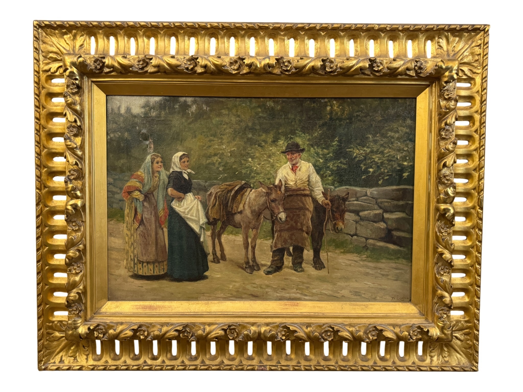 Alfred Walter Bayes (1832-1909) - 'Langfield Gossips', oil on canvas ...