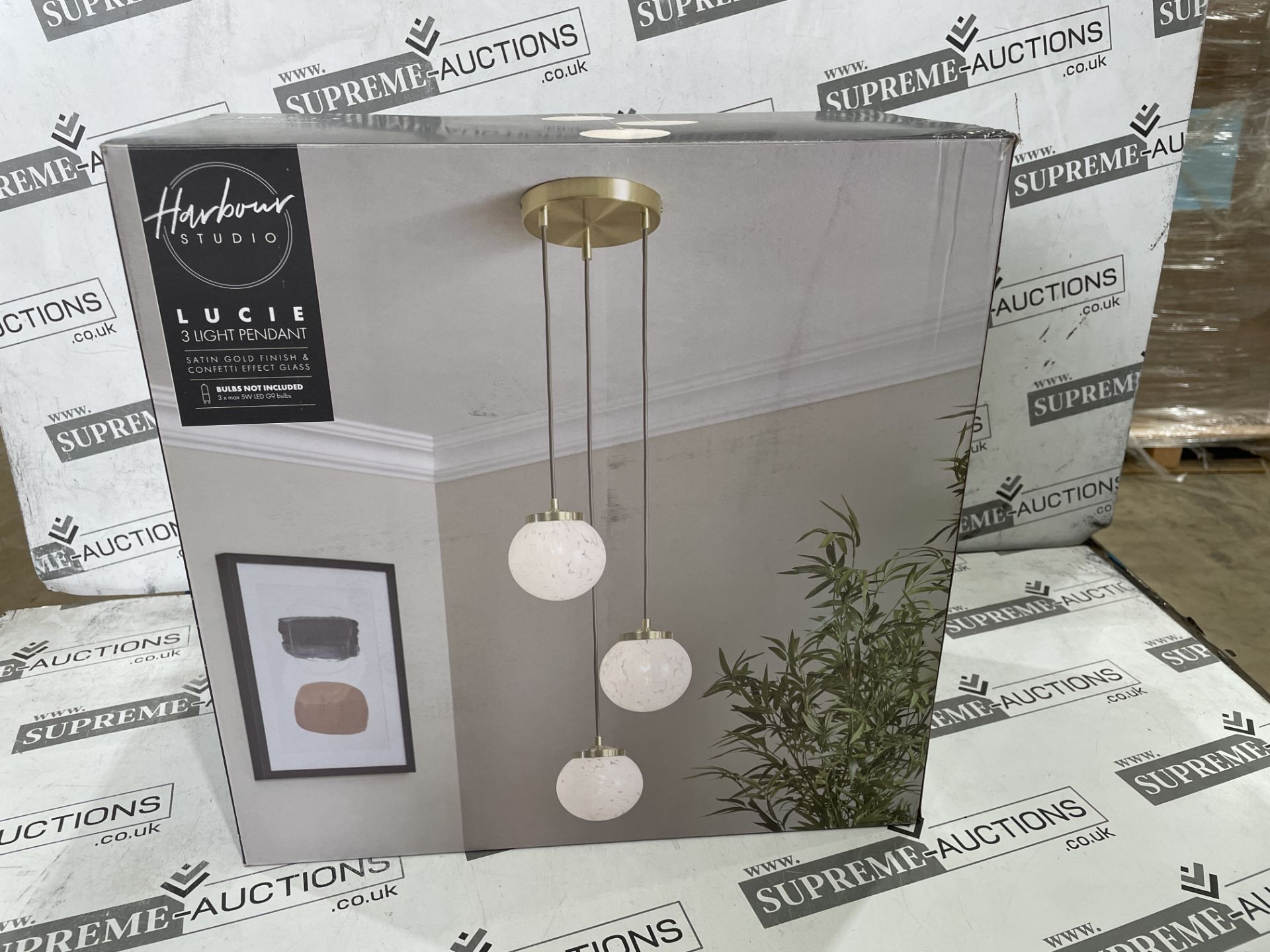 12 X BRAND NEW Harbour Studio Lucie Gold 3 Lamp Light pendant RRP £82 ...